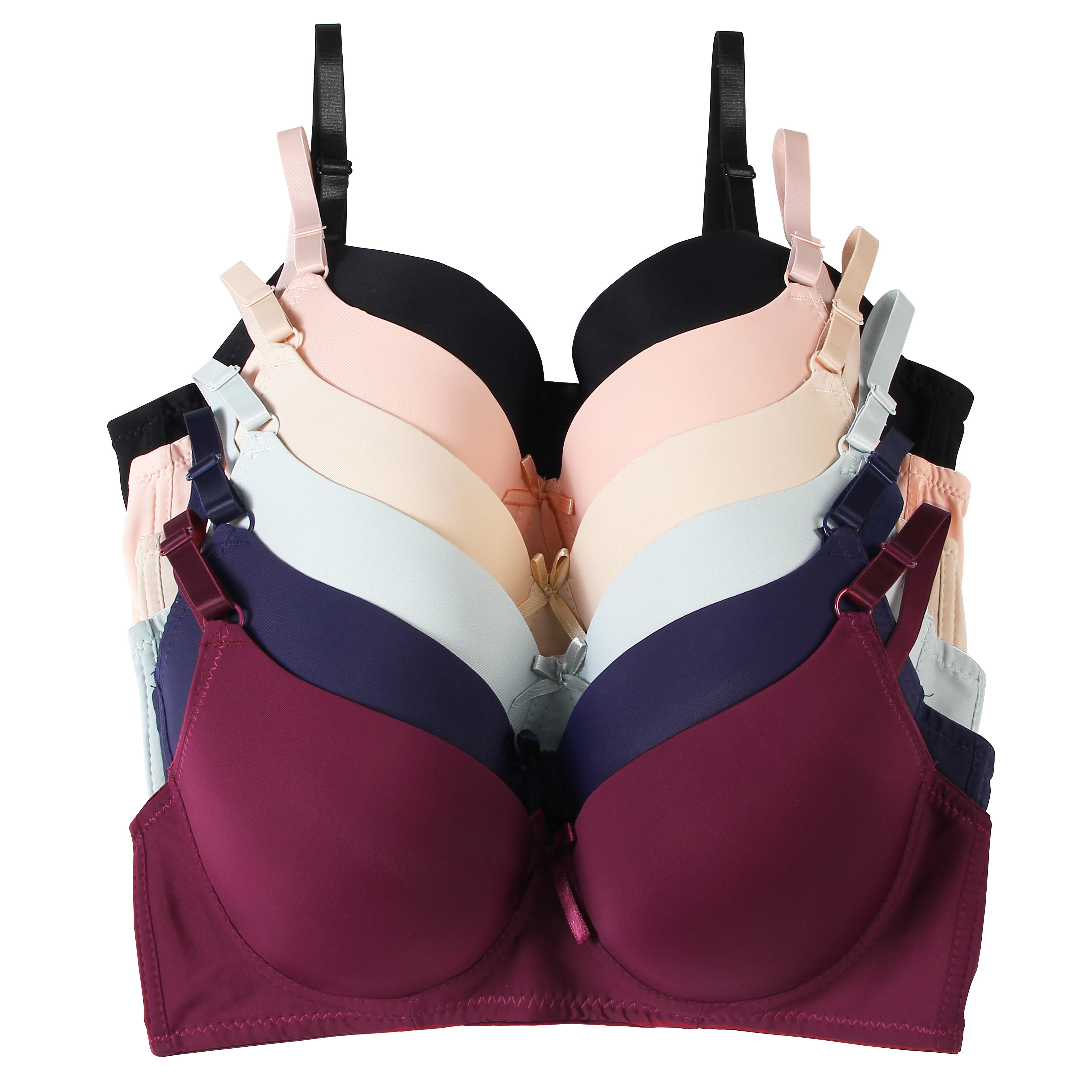 Women Bras 6 Pack of T-shirt Bra B Cup C Cup D Cup DD Cup DDD Cup 36C (S6841) - Walmart.com