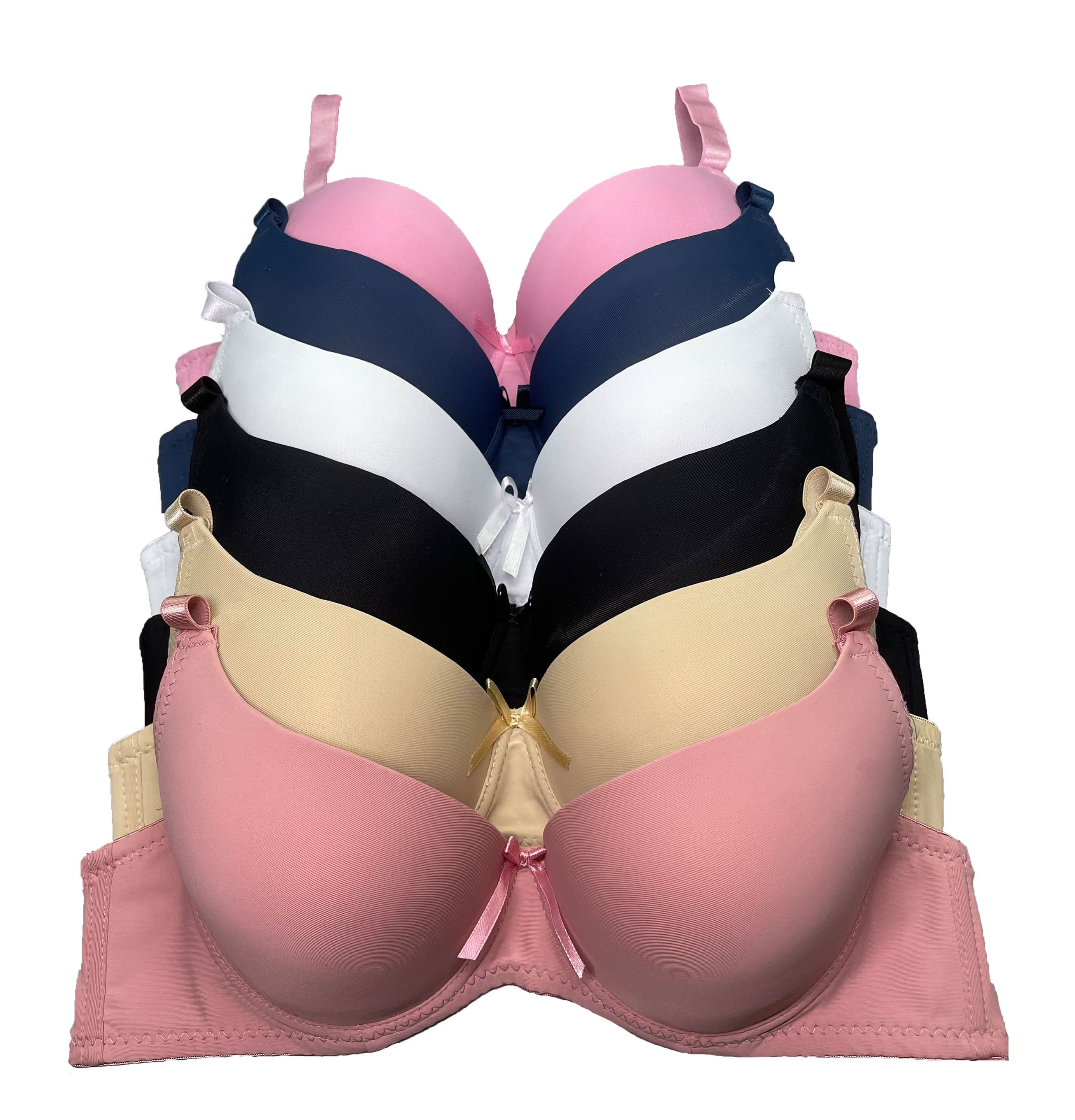 Walmart Women's Molded T-shirt Bra, Padded, 6 Pack, B-DDD Cup, 38C (A9289) - Walmart.com