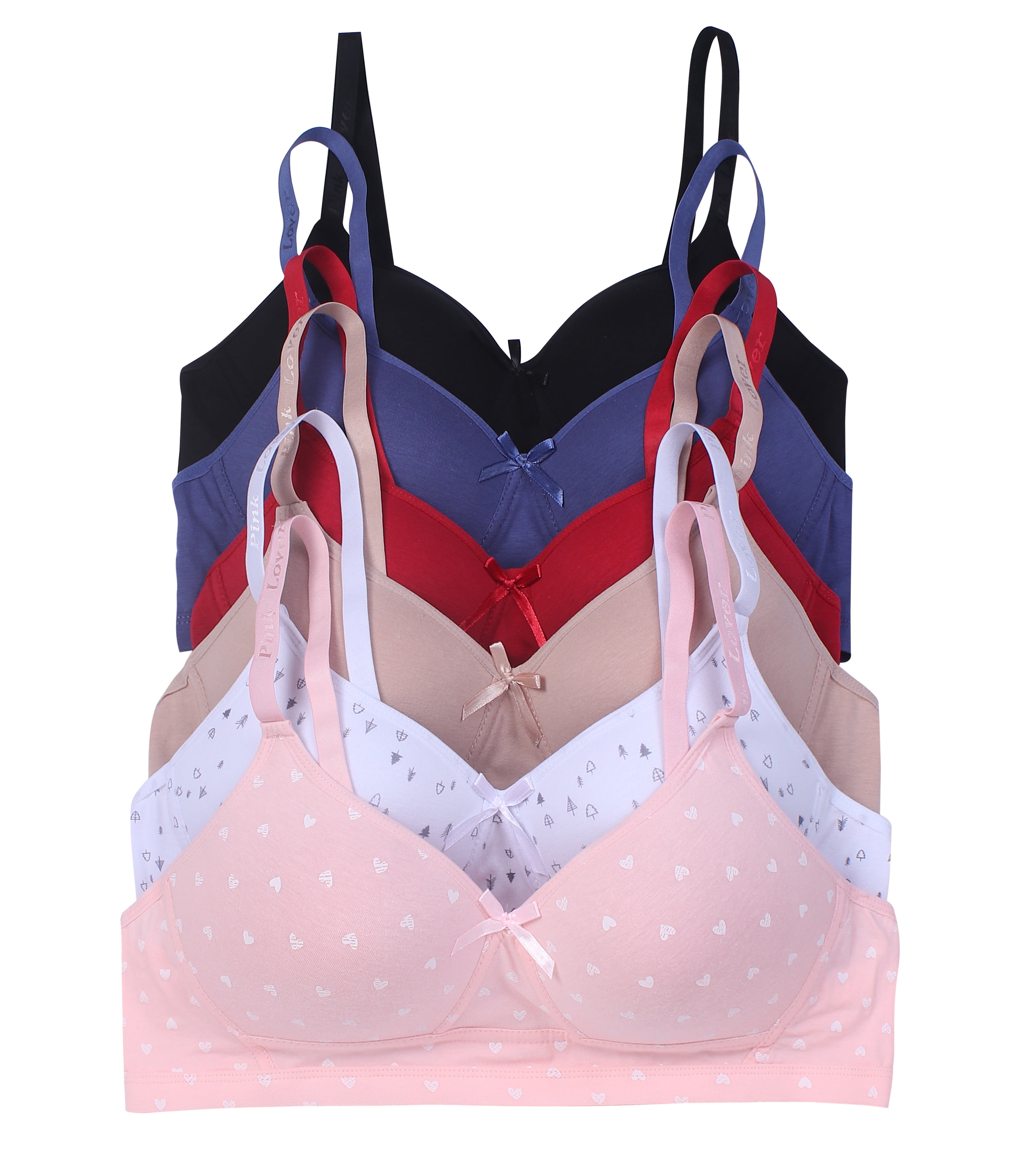 Women Bras 6 Packs of No Wire Bra B C D Cup Full Coverage Bra 36B (6855 ...