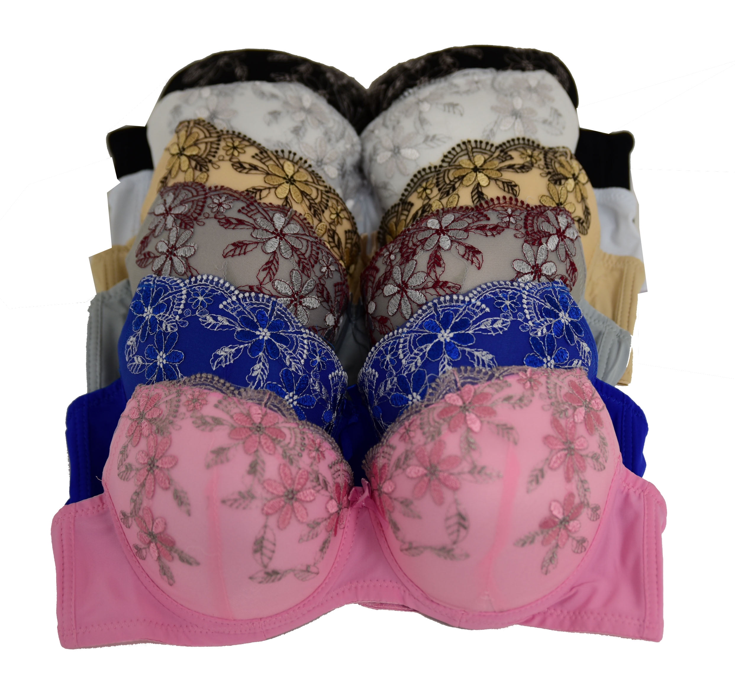 Women Bras 6 pack of Bra B cup C cup Size 36C (S6674) - Walmart.com