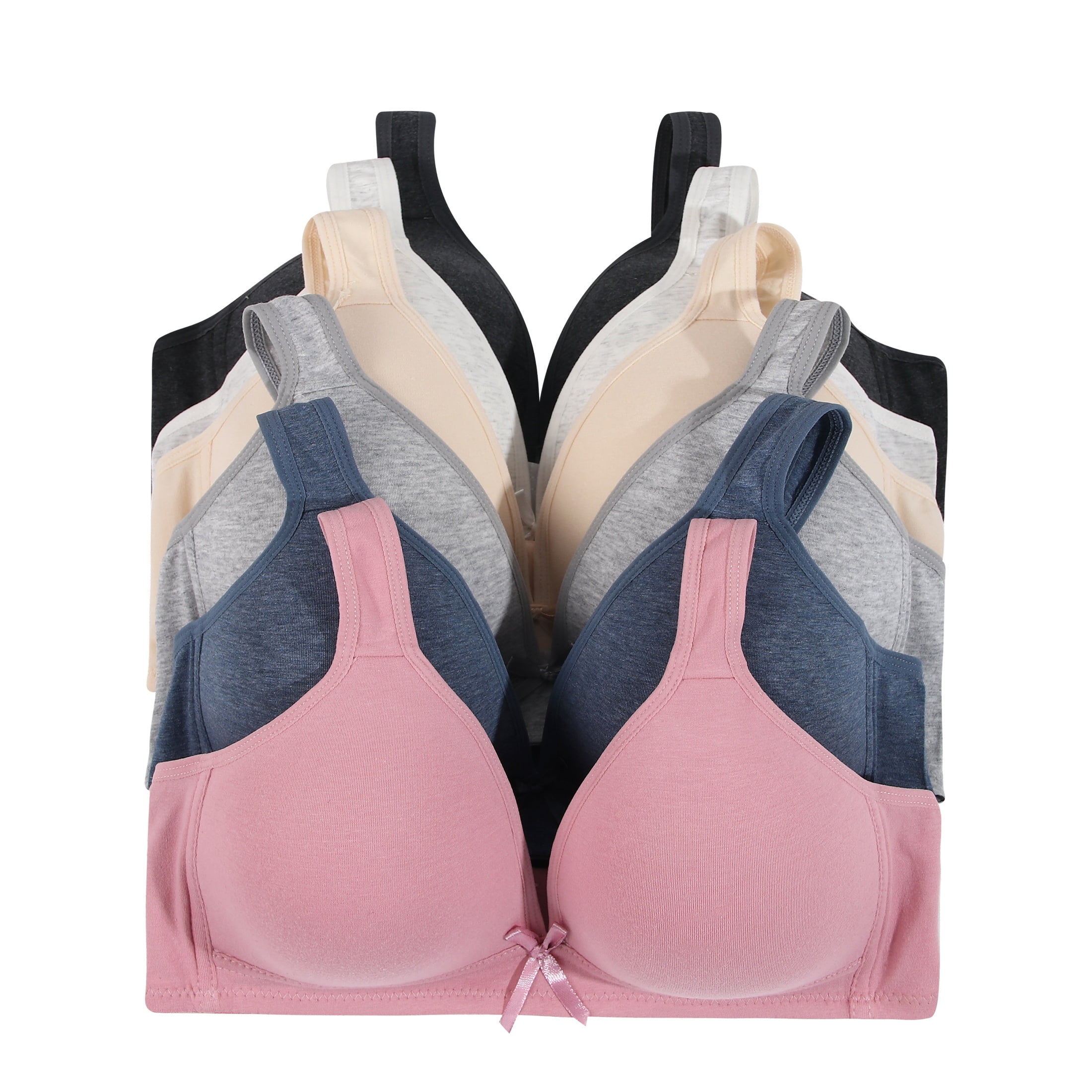 Pink Lover Molded Padded Bras, 6 Pack, Full Coverage, Adjustable Straps ...