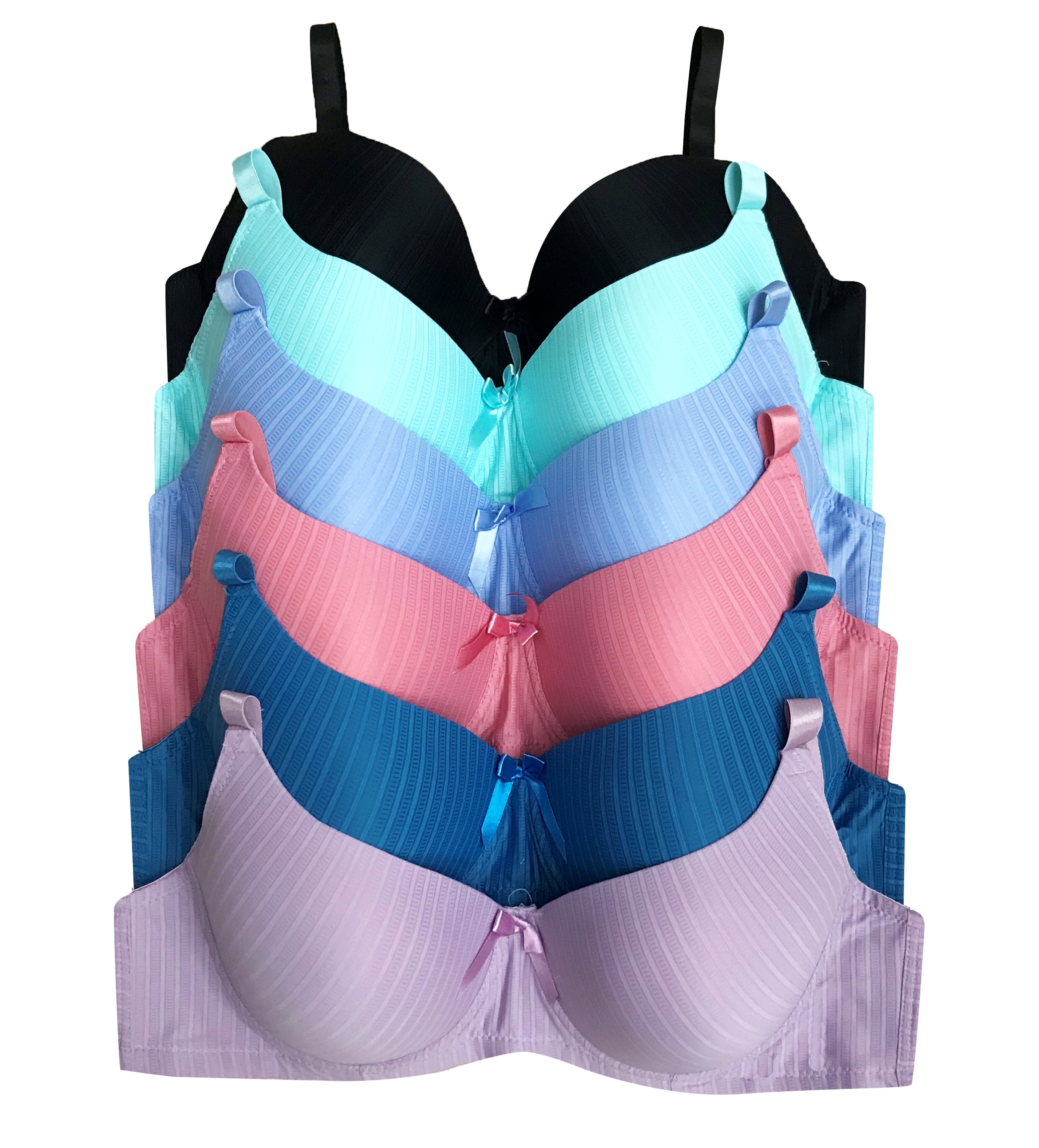 Women Bras 6 pack of T-shirt Bra B cup C cup D cup DD cup DDD cup 36B ...