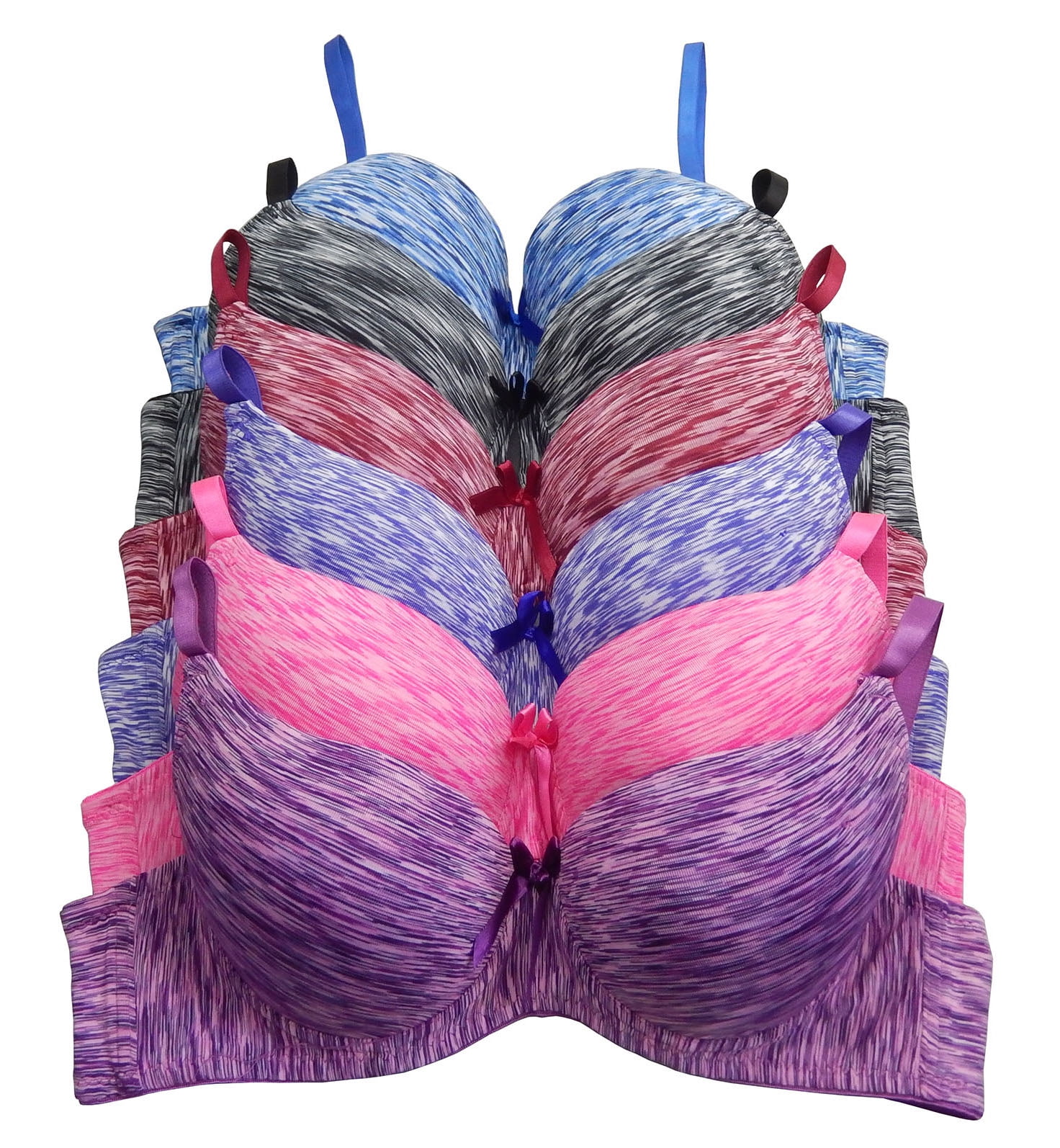 Women Bras 6 Pack of T-shirt Bra A B C D DD DDD Cup Bras 42DDD (A9284 ...