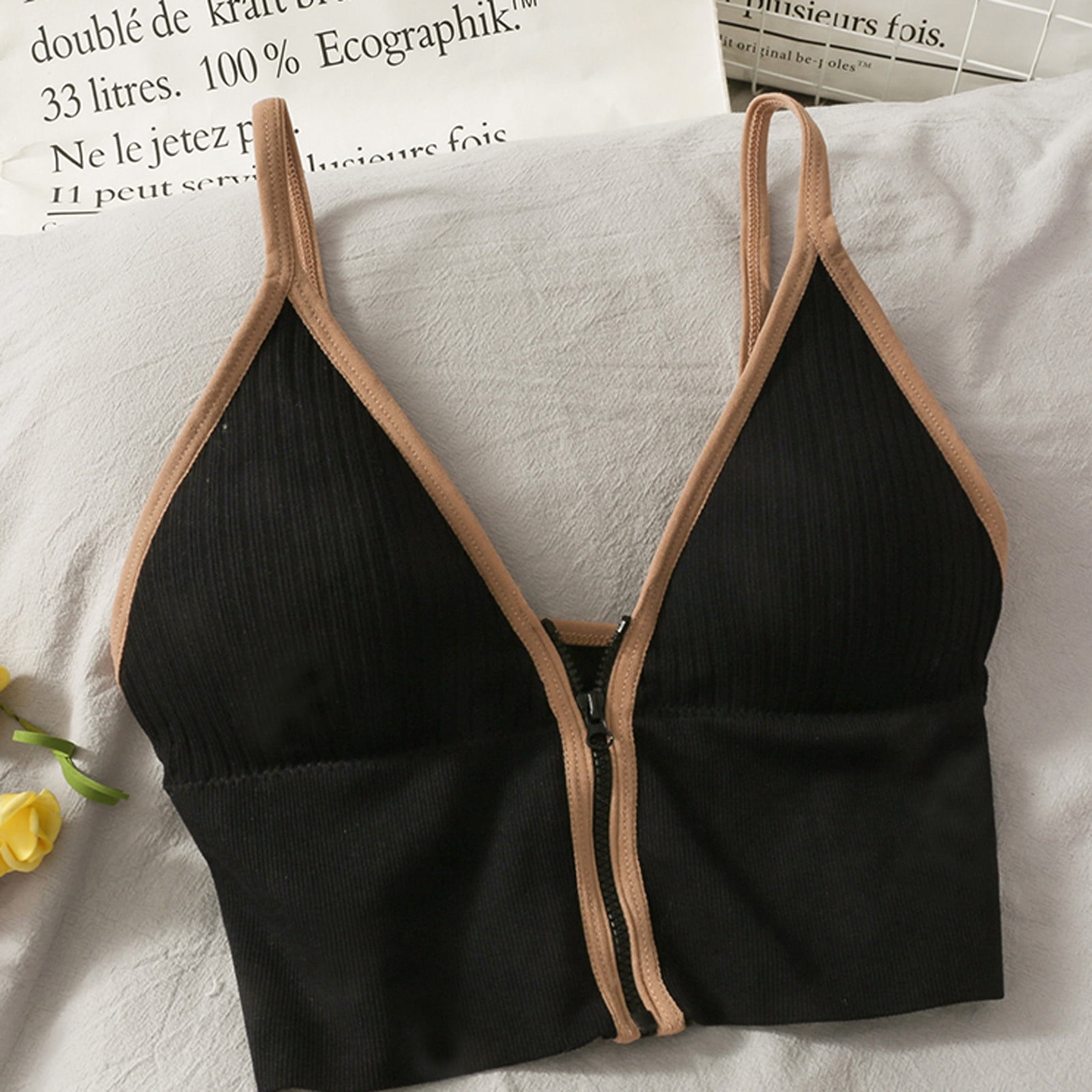 Women Bras Plus Size,Ladies Deep V Zipper Chest Wrapped Seamless Sexy ...