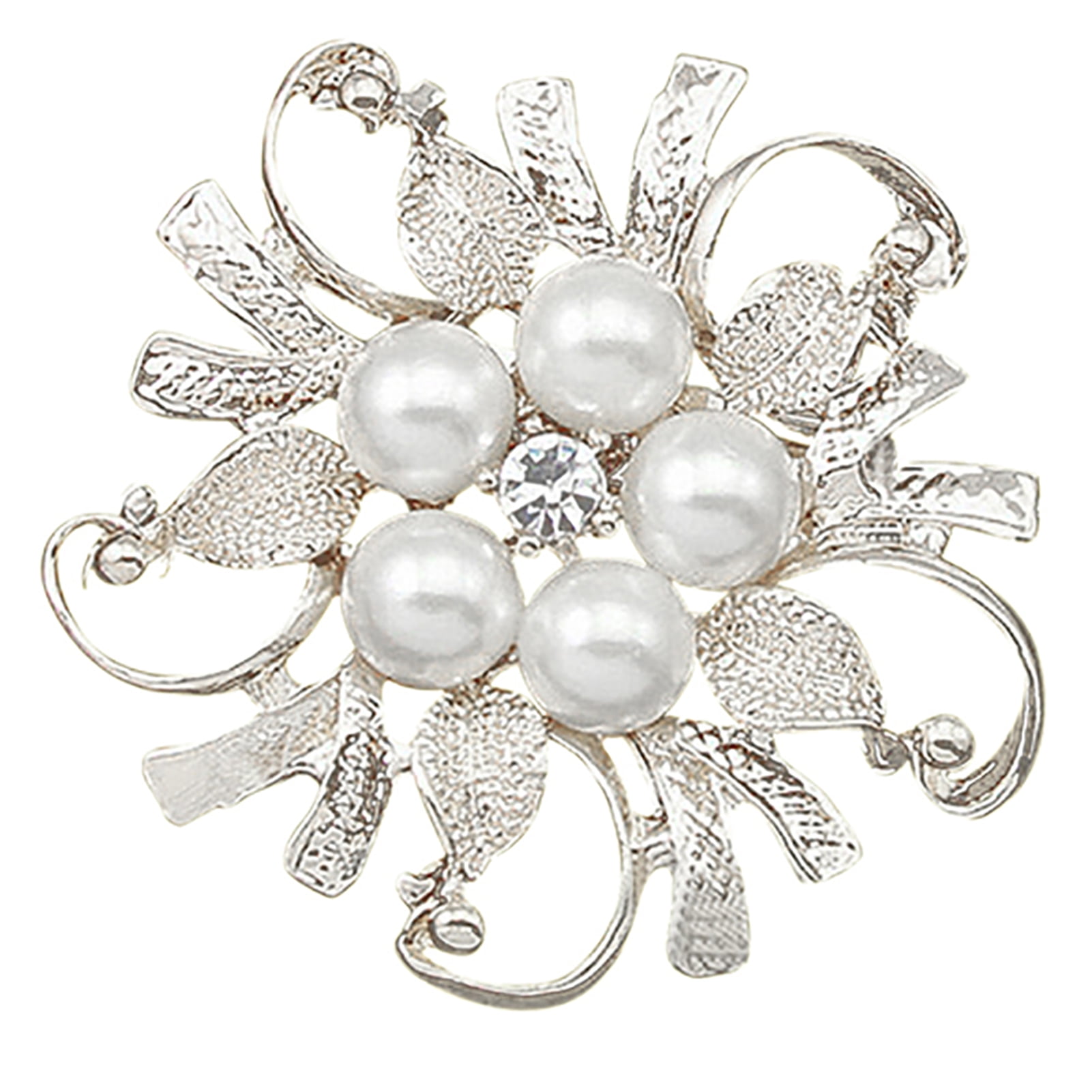 Women Breastpin Elegant No Deformation Flower Rhinestone Faux Pearl ...