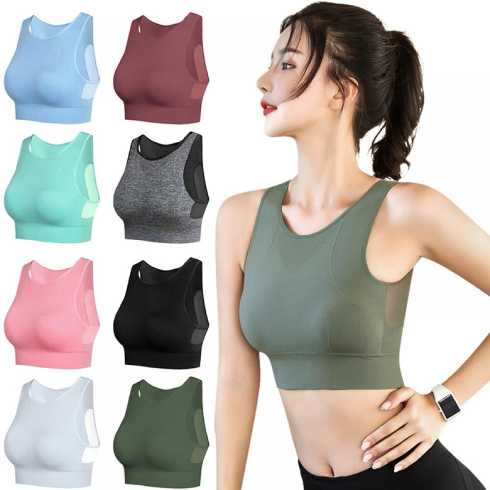Women Breathable Mesh Sports Bras Vest Underwear Shockproof Running ...