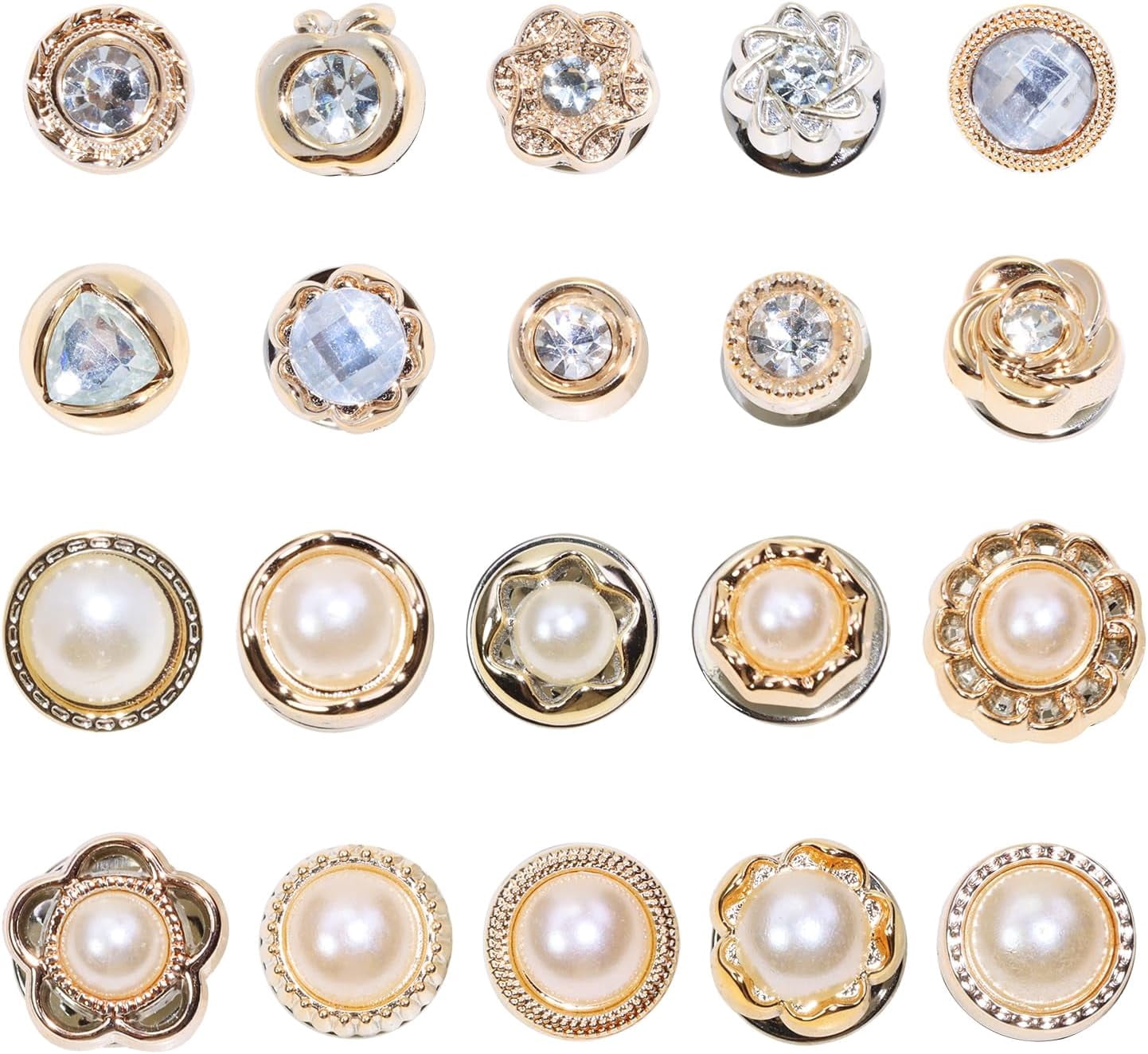 Women Brooch Buttons 20Pcs No Sew Removable Pearl Cover Up Safety ...