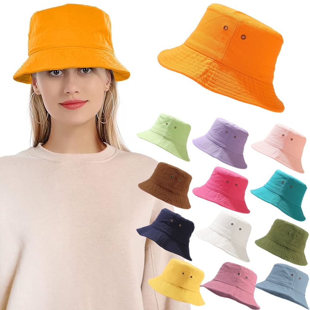 Women Bucket Hats - Unisex Washed Cotton UPF 50+ Packable Summer Travel ...