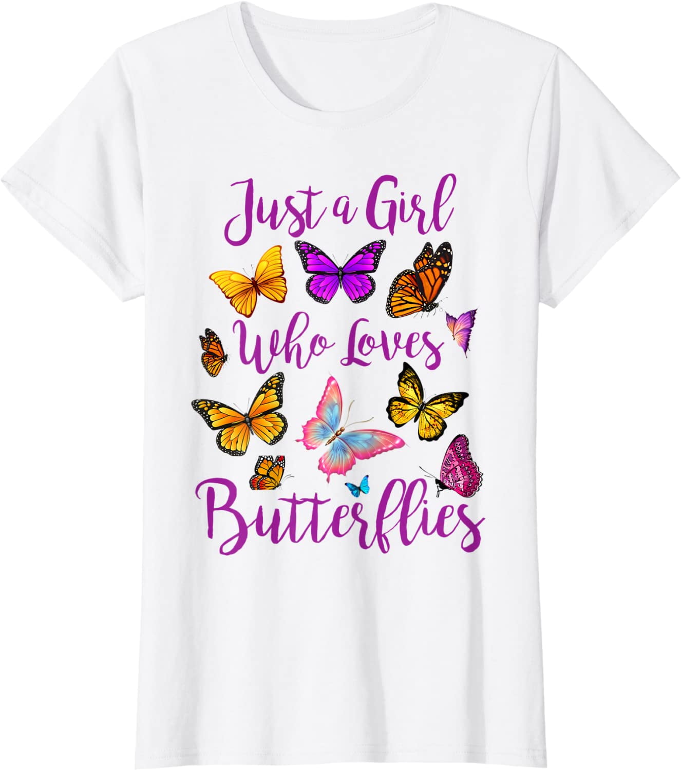 Women Butterfly Shirt Just A Girl Who Loves Butterflies Girls Gift T ...