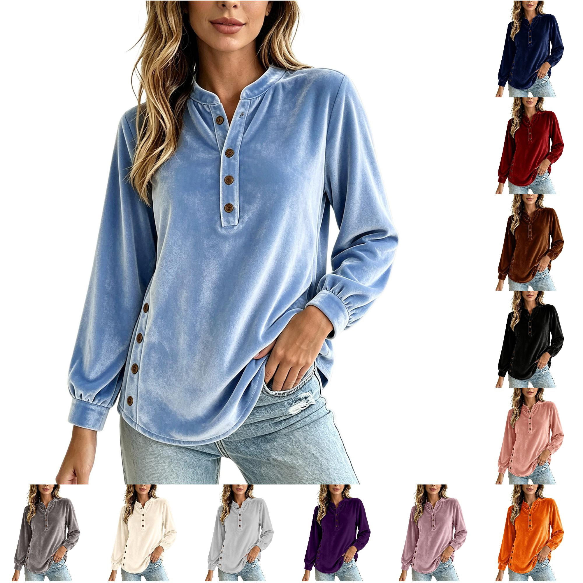 Women Button Tops Sweatshirts Loose Womens Clothing - Walmart.com