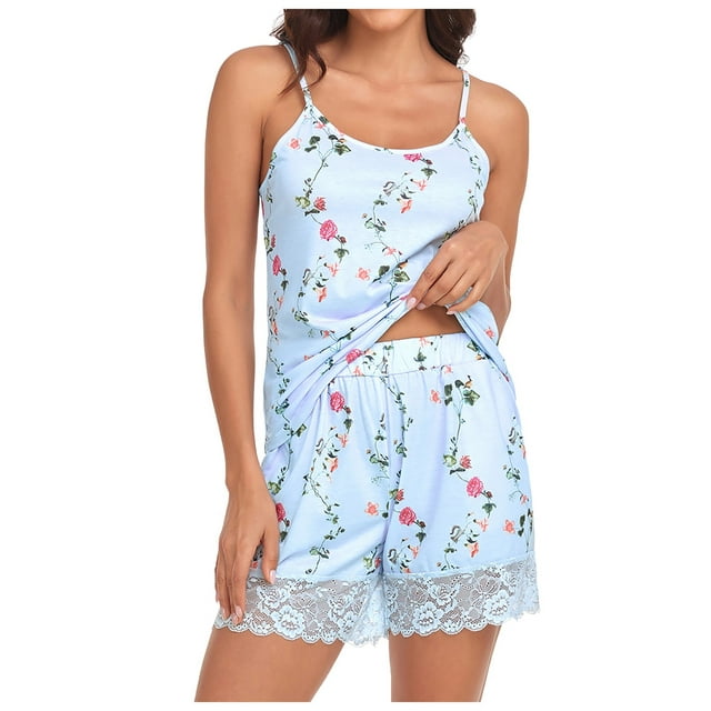 Women Cami Pajama Set Modal Sleepwear Lace Trim Short PJ Set with Shorts - Walmart.com