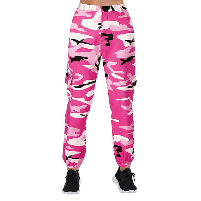 Ydojg Women Camo Pants Cargo Trousers Camouflage Pants Elastic Waist