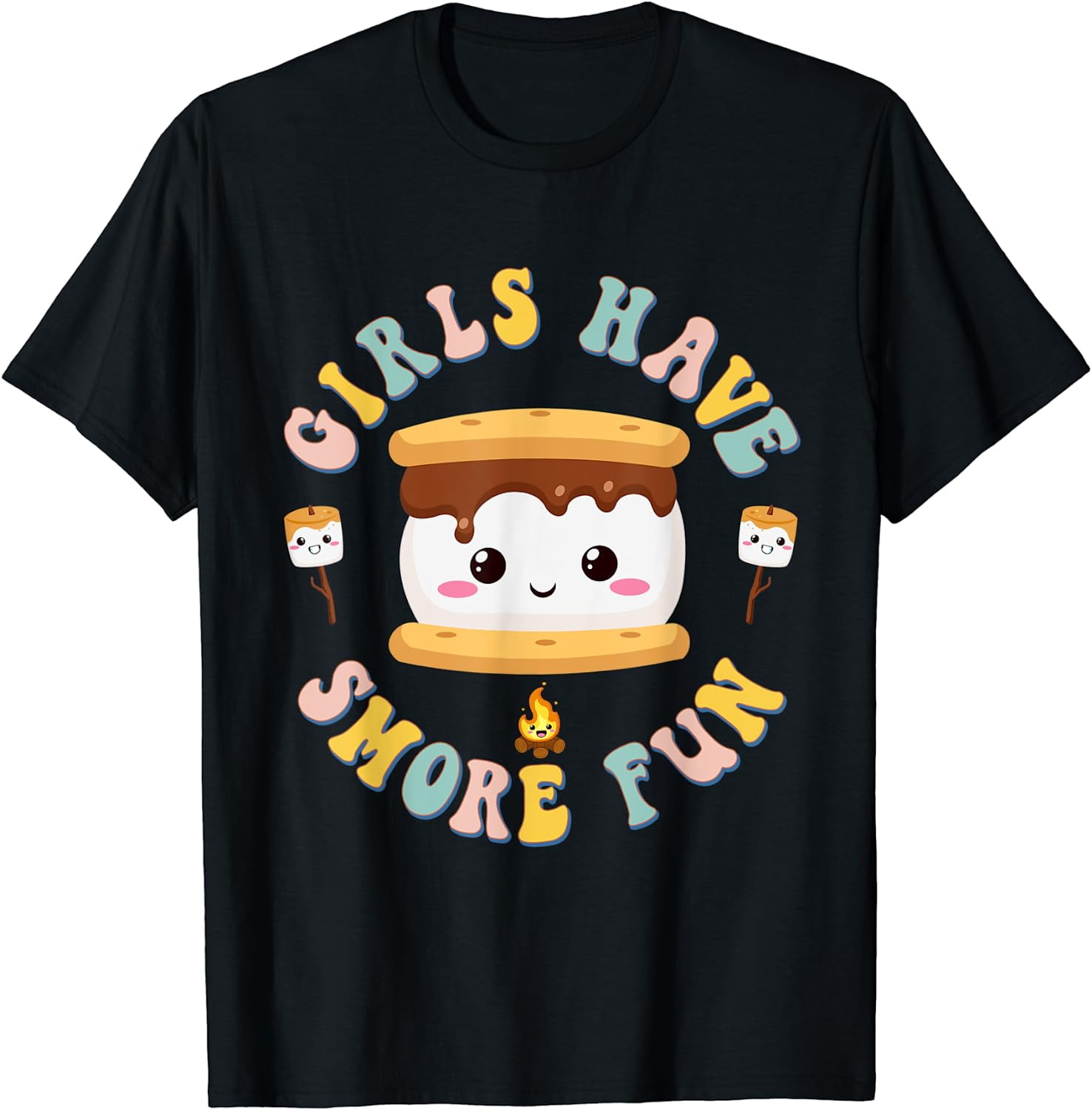 Women Camping Kawaii Smores Girls Have S'more Kids Camping T-Shirt ...