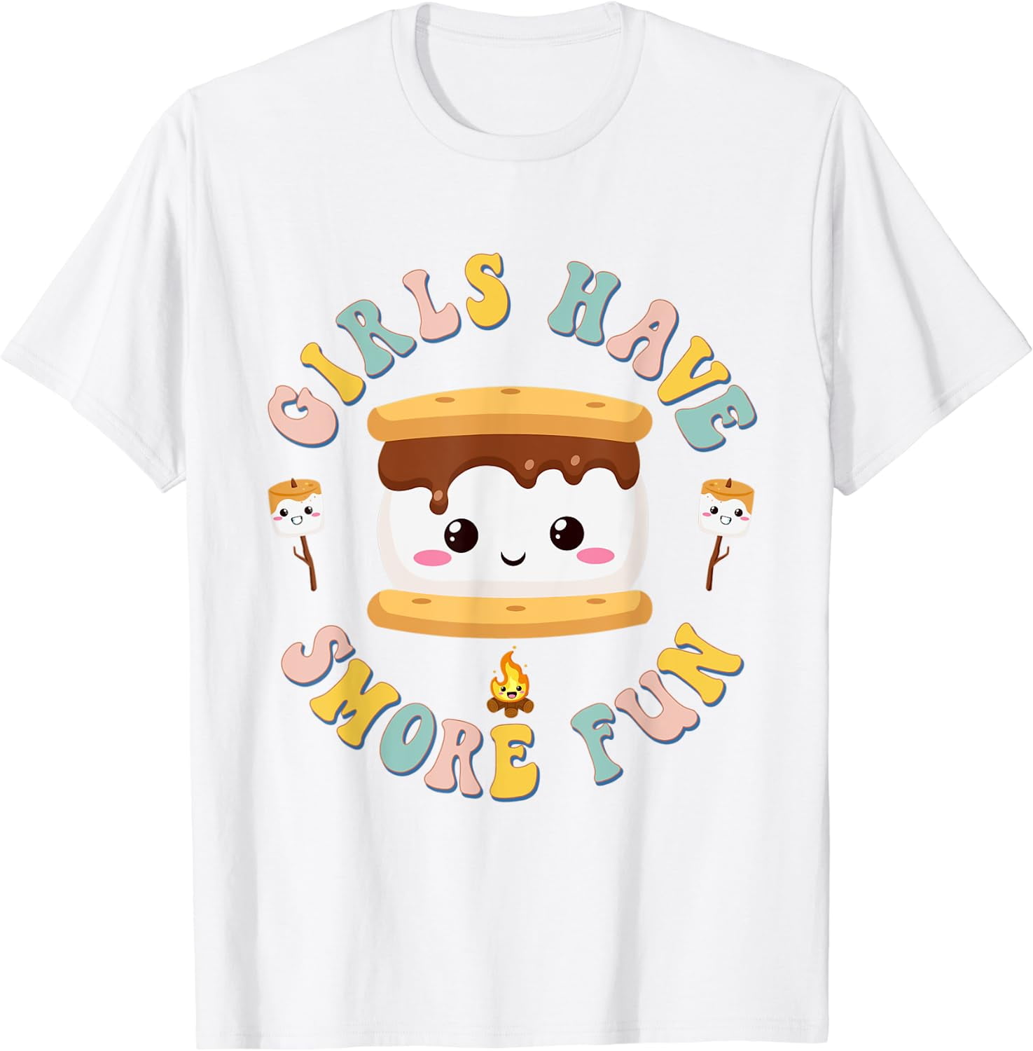 Women Camping Kawaii Smores Girls Have S'more Kids Camping T-Shirt ...