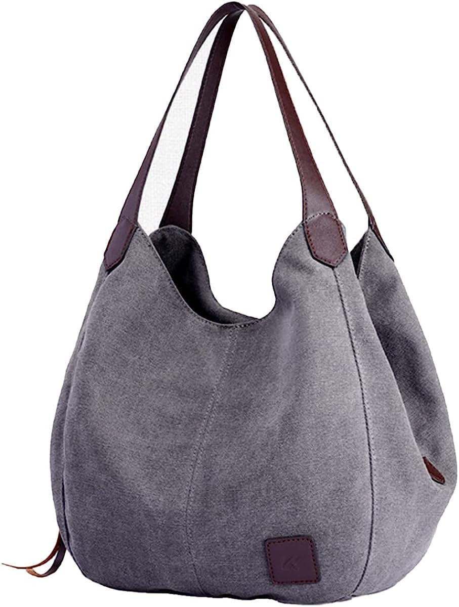 Large Lightweight Women's Canvas Hobo Purse with Multi Pockets ...