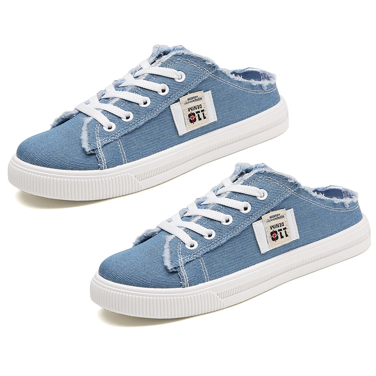 Women Canvas Mules Memory Foam Clipper Fashion Sneakers Comfortable ...