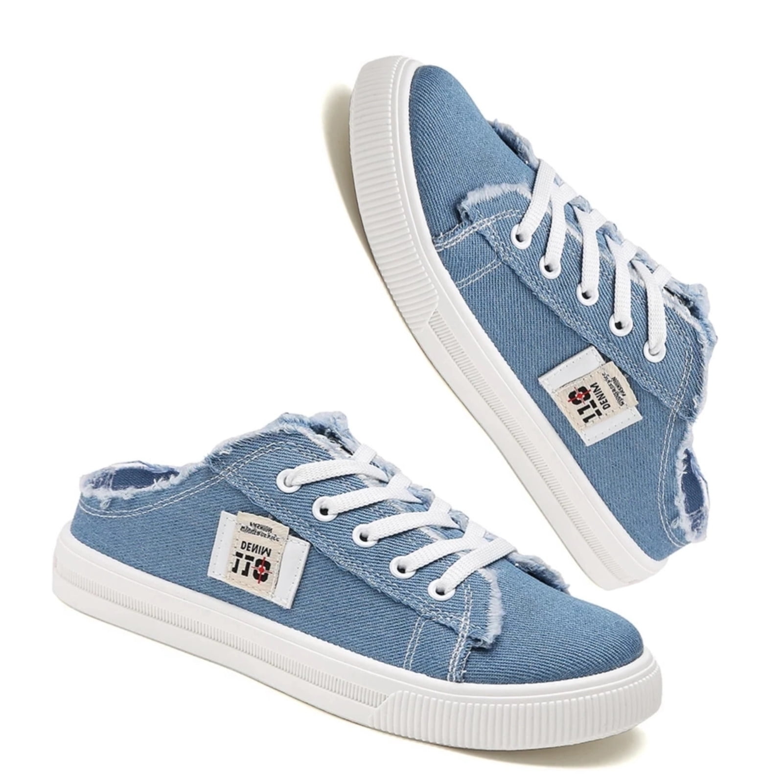 Women Canvas Slippers Memory Foam Clipper Fashion Sneakers Comfortable ...