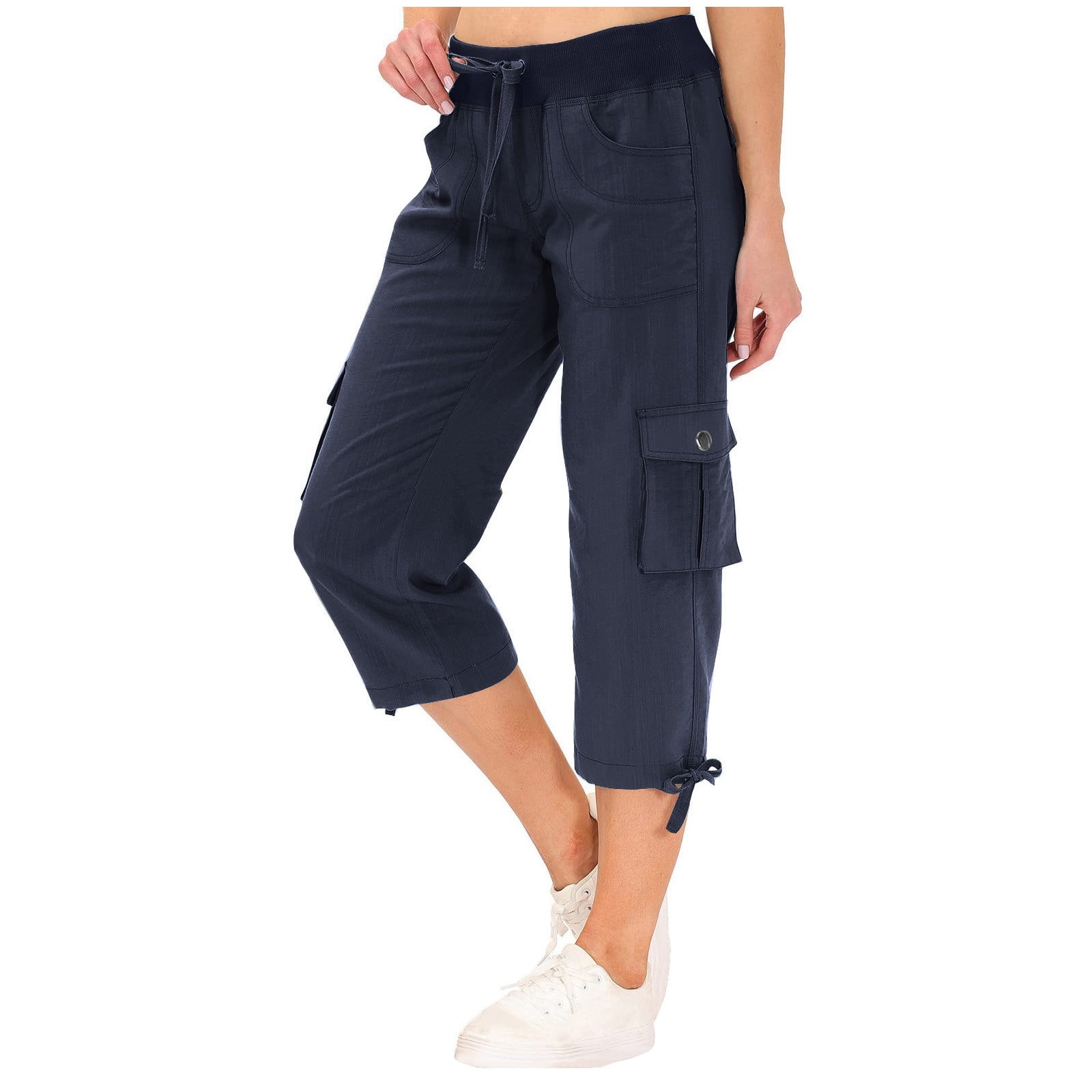 Women Capris Under $5! Cagogo Summer Loose Cargo Capris with Pockets ...