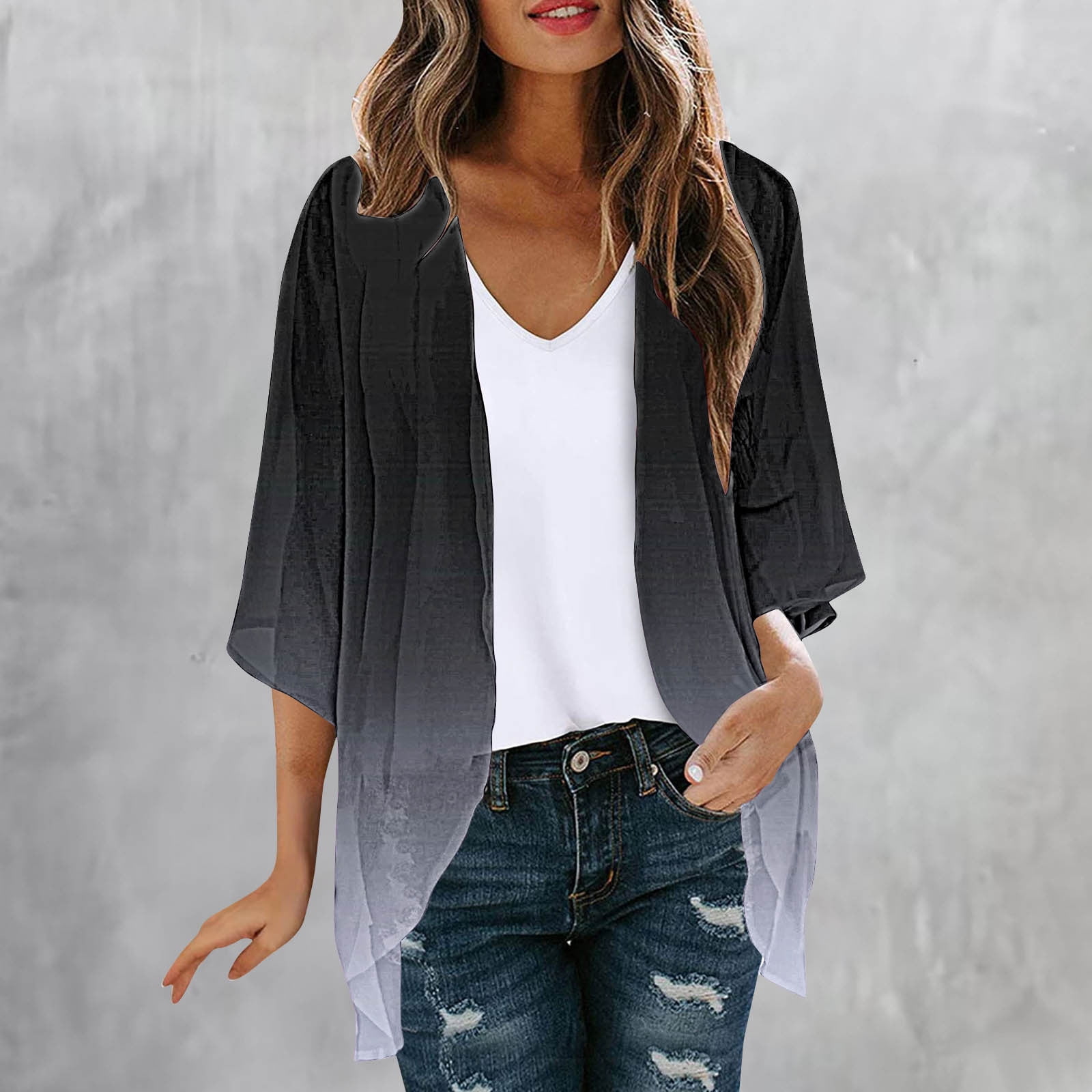 Women Cardigans Casual Spring Summer Tops Cover up Open Front Floral ...