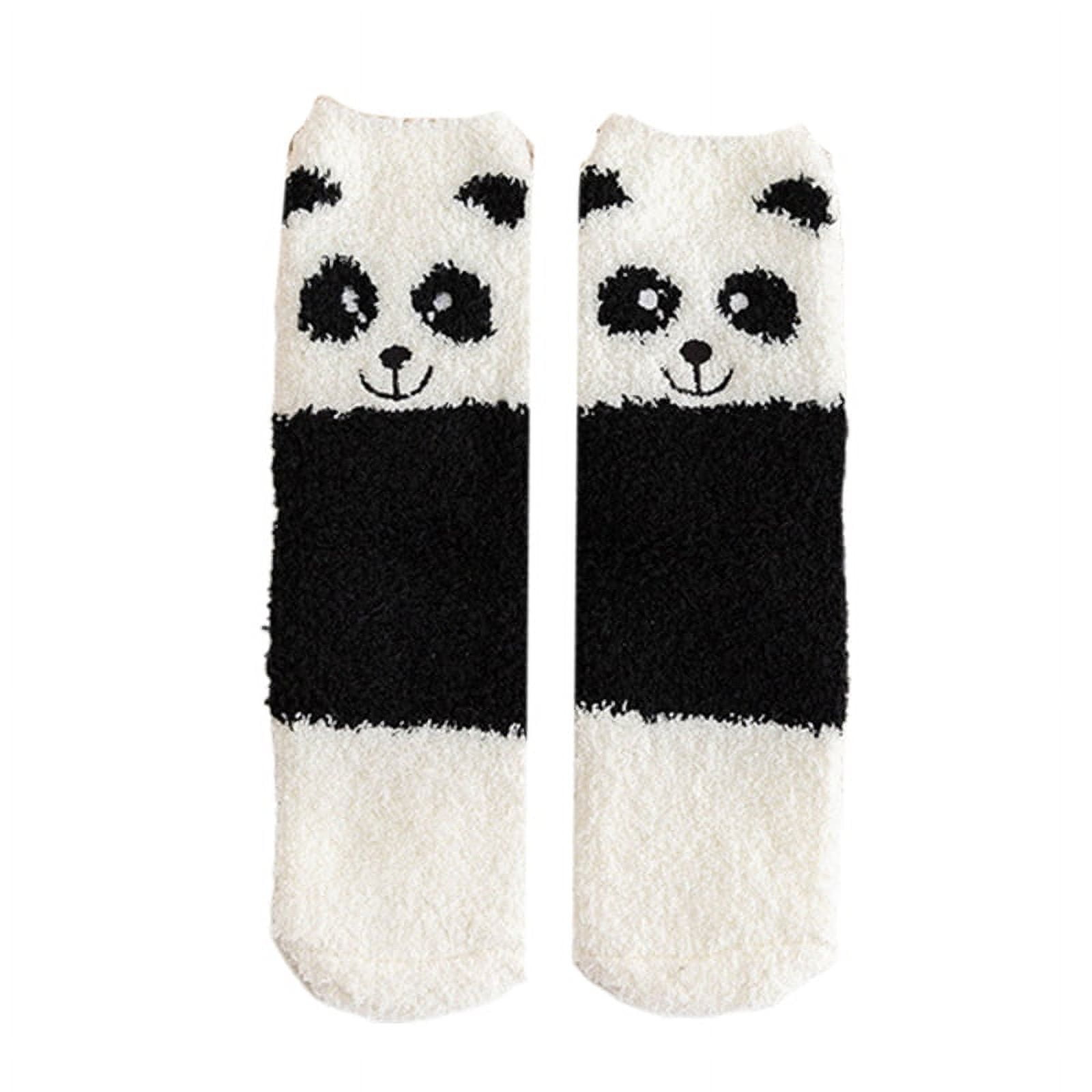 Women Cartoon Animal Winter Fuzzy Slipper Socks Cute Panda Dog for Cat ...