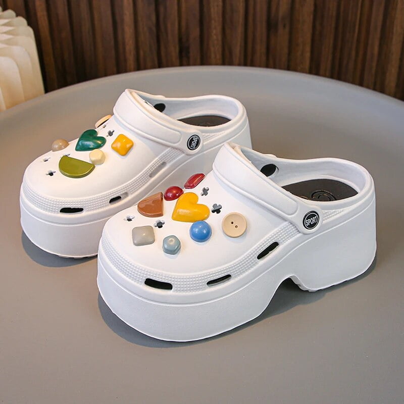 Women Cartoon Diy Clogs Sandals 2024 Summer Massage Chunky Platform ...