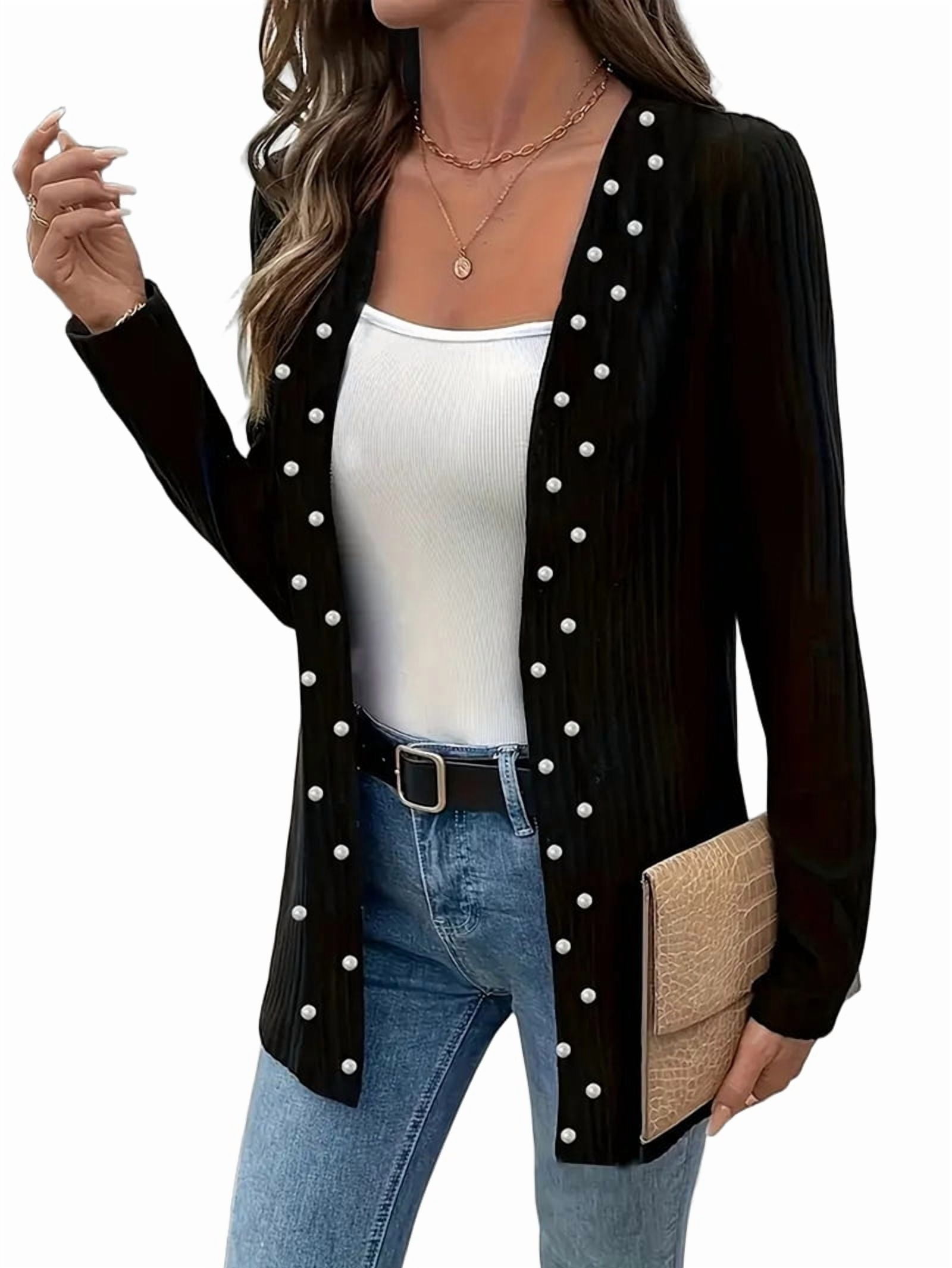 Women Casual Cardigan Soft Knit Cardigan Sweater Open Front Long Sleeve ...