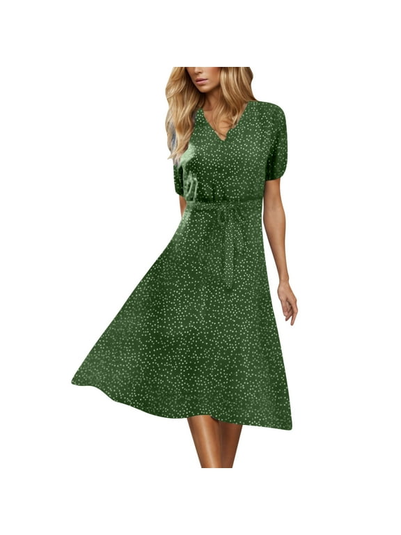 Kureaily Women Casual Fashion Solid Color Button V Neck Short Sleeve ...