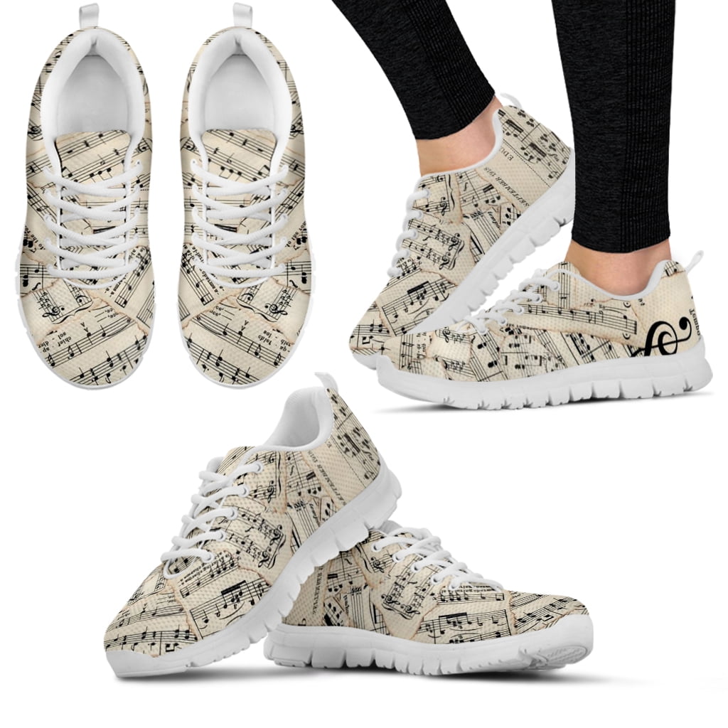 Women Casual Flats Shoes 3D Piano Keyboard Musical Print Classic Lace ...