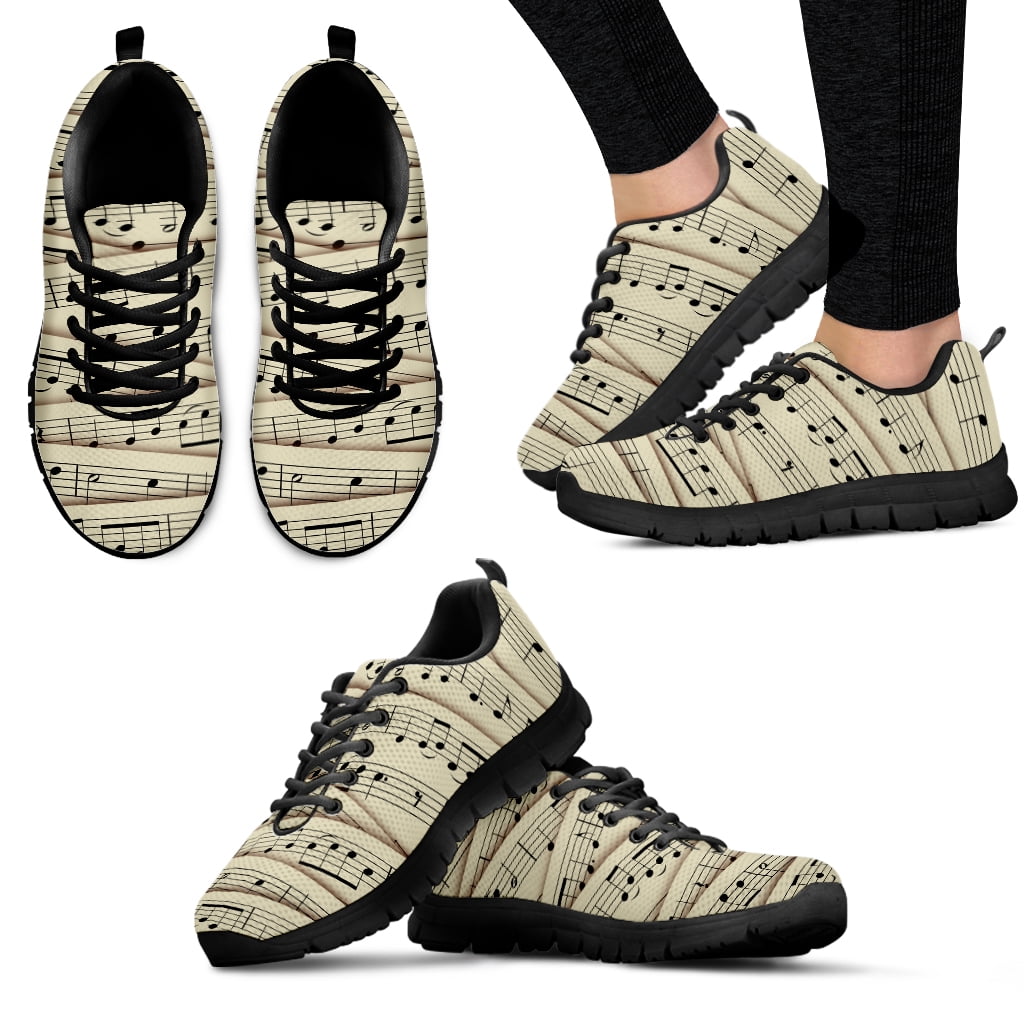 Women Casual Flats Shoes 3D Piano Keyboard Musical Print Classic Lace ...