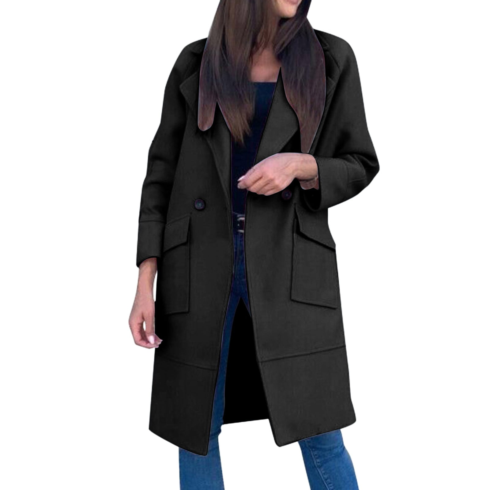 Women Casual Light Weight Thin Long Jacket Coat Long Sleeve Button Down ...