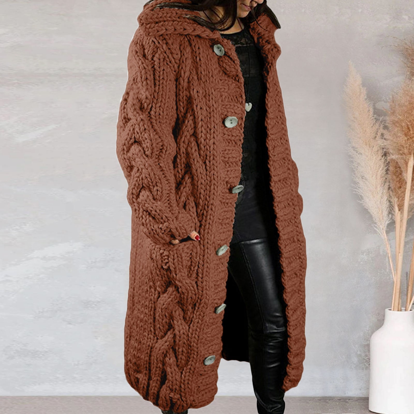 Women Casual Long Sleeve Knitted Open Front Fashion Loose Elegant Warm ...