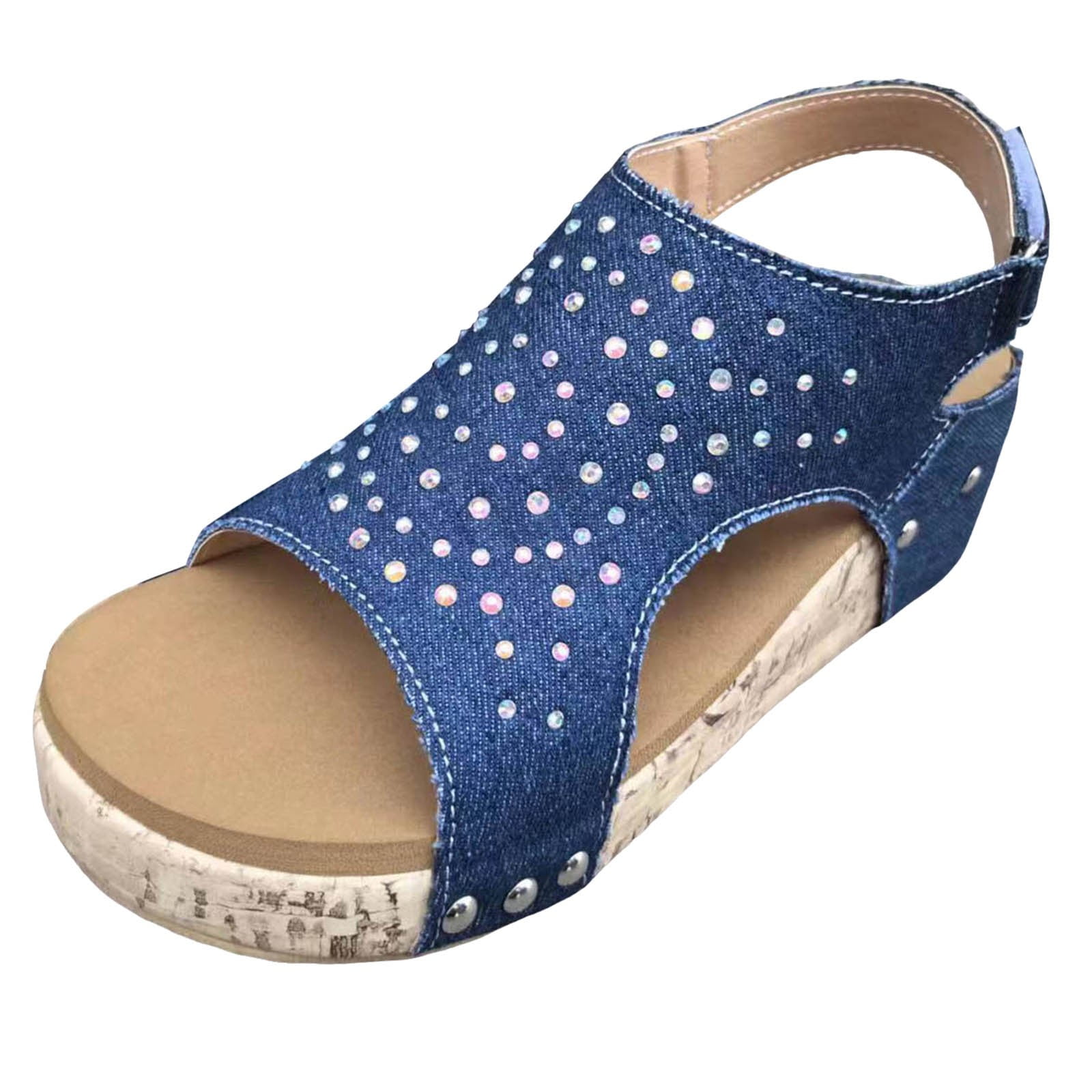 Women Casual Sandals Wedge Denim Sandals Lady Sandals Women Slippers ...