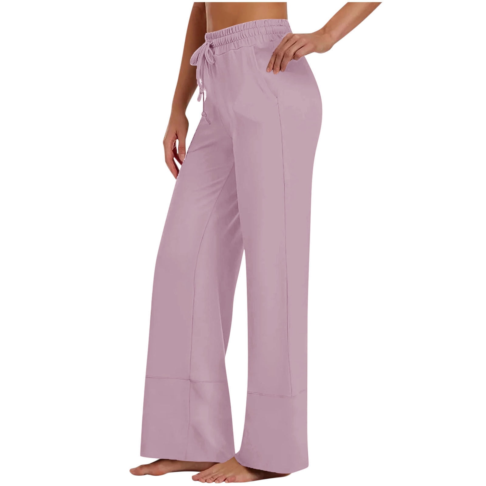 Women Casual Straight Leg Slacks Slimming Yoga Pants Long High Waist ...