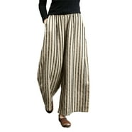 Besolor Women Plus Size Cotton Linen Wide Leg Pants Casual Loose ...