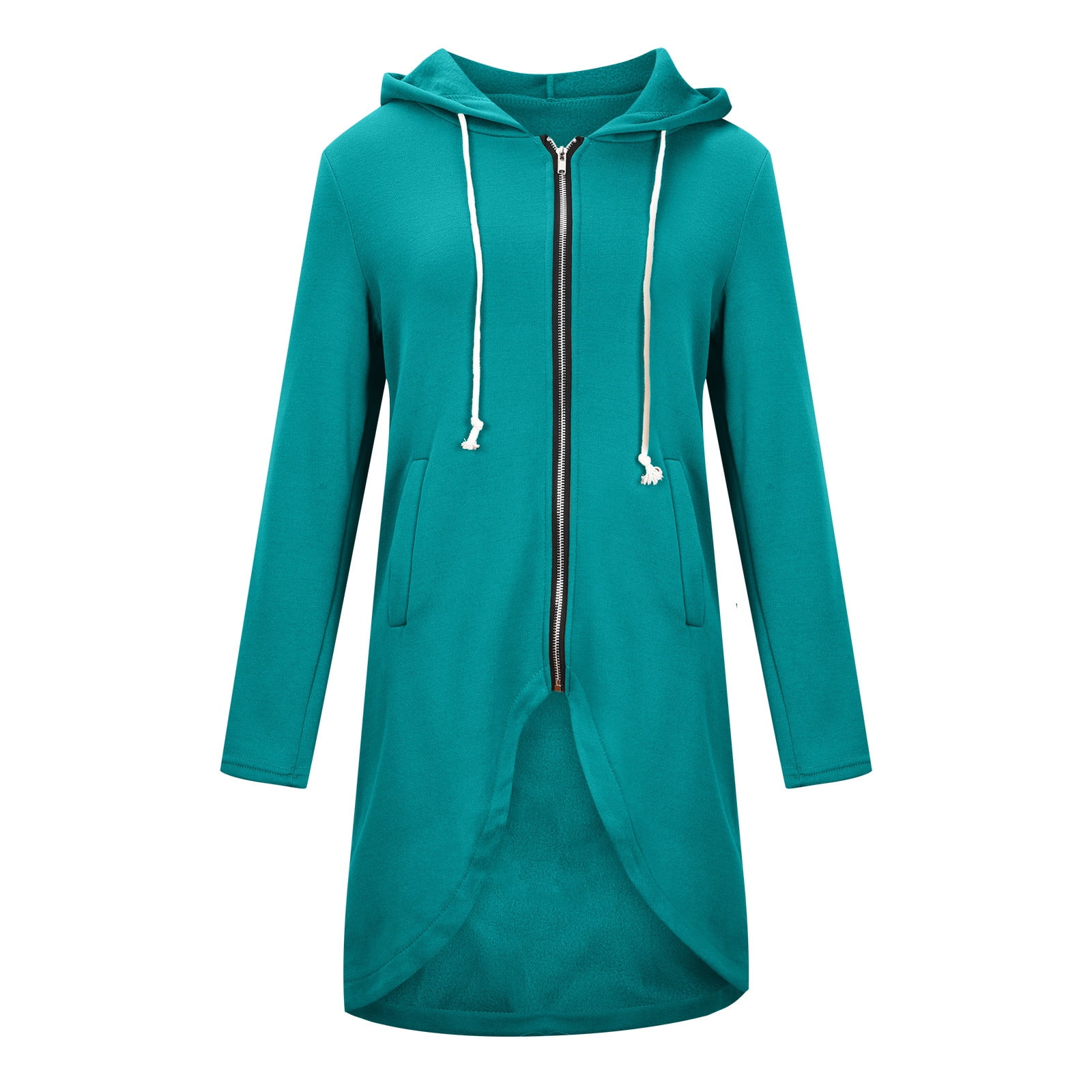 Women Casual Zip up Hoodies Irregular Hem Tunic Sweatshirt Winter Long ...