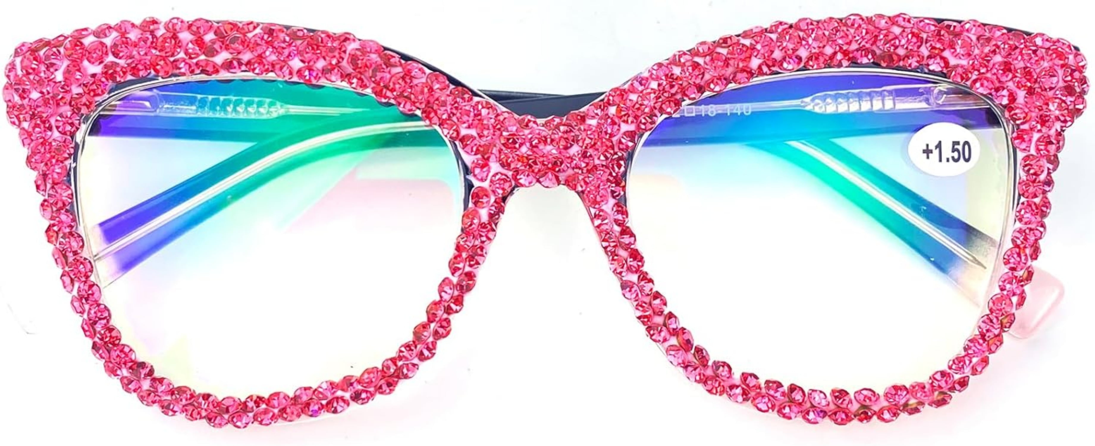 Women Cat Eye Reading Glasses Fashion Shiny Bling Anti Blue Light ...