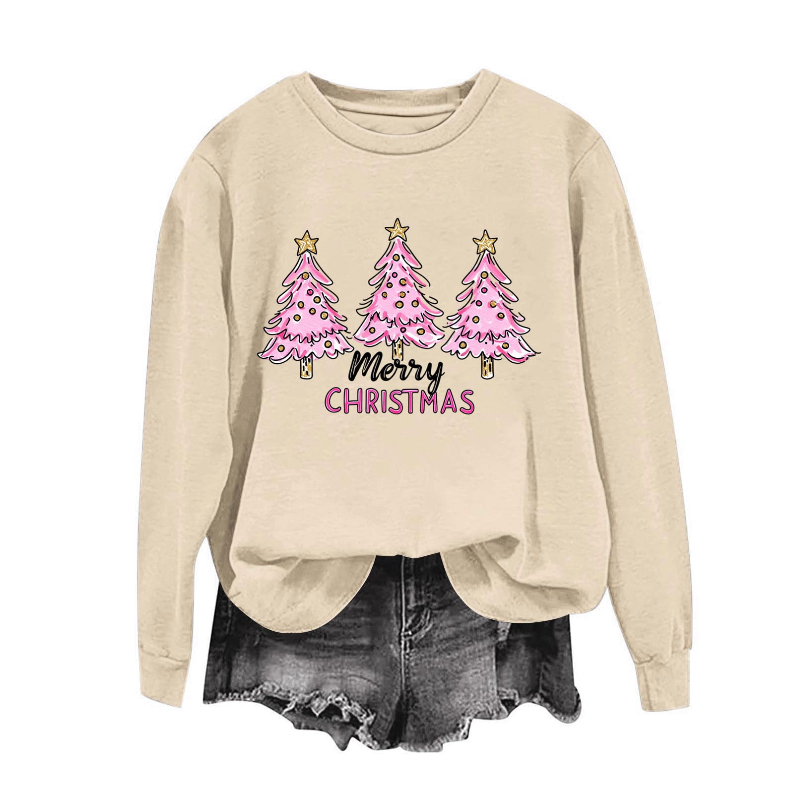 Women Christmas Sweatshirt Long Sleeve Vintage Vacation Top Holiday ...