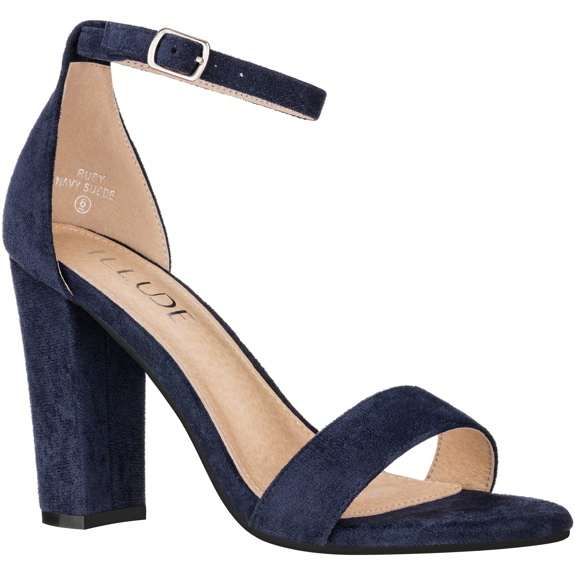 Women Chunky Heeled Ankle Strap Sandals Elegant Single Band Buckle ...