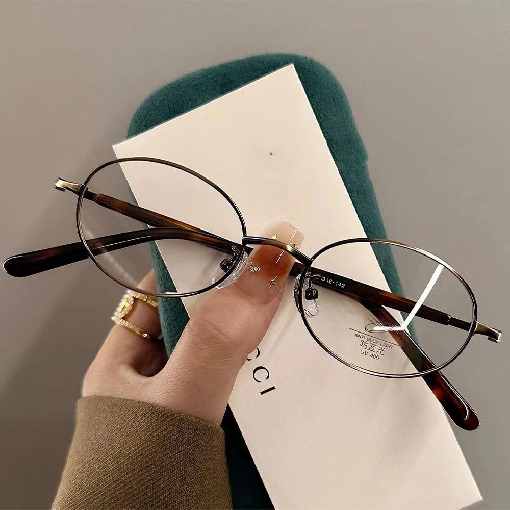 Women Classic Oval Small Retro Bronze Tortoiseshell Glasses Frame ...