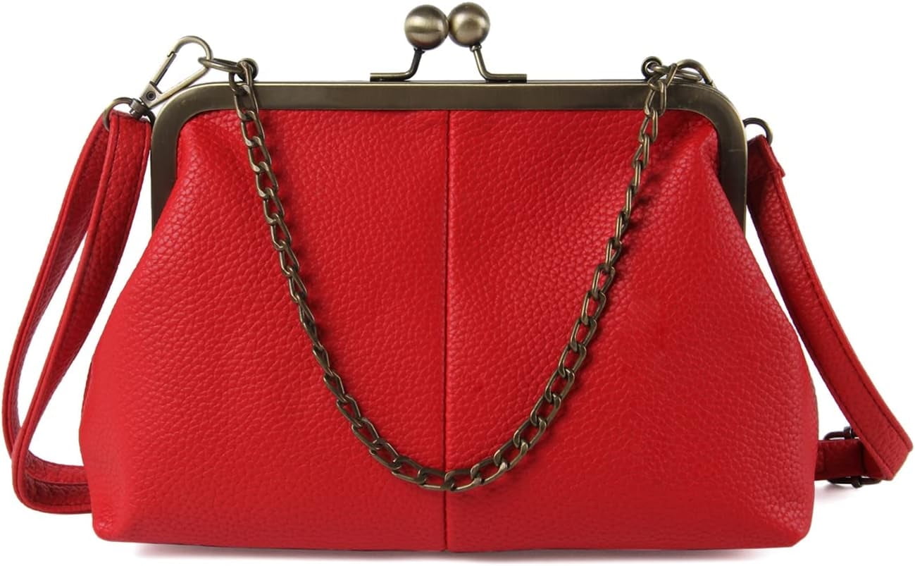 Women Classical Kiss Lock Clutch with Chain Strap Shoulder Bag Purse Wallet - Walmart.com