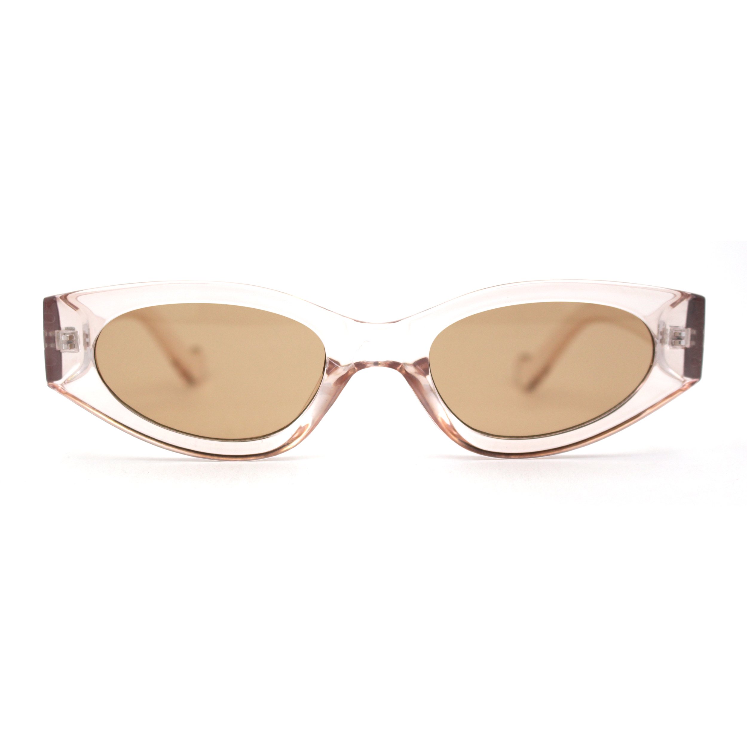 Women Classy Thick Temple Mod Cat Eye Plastic Sunglasses Beige Brown