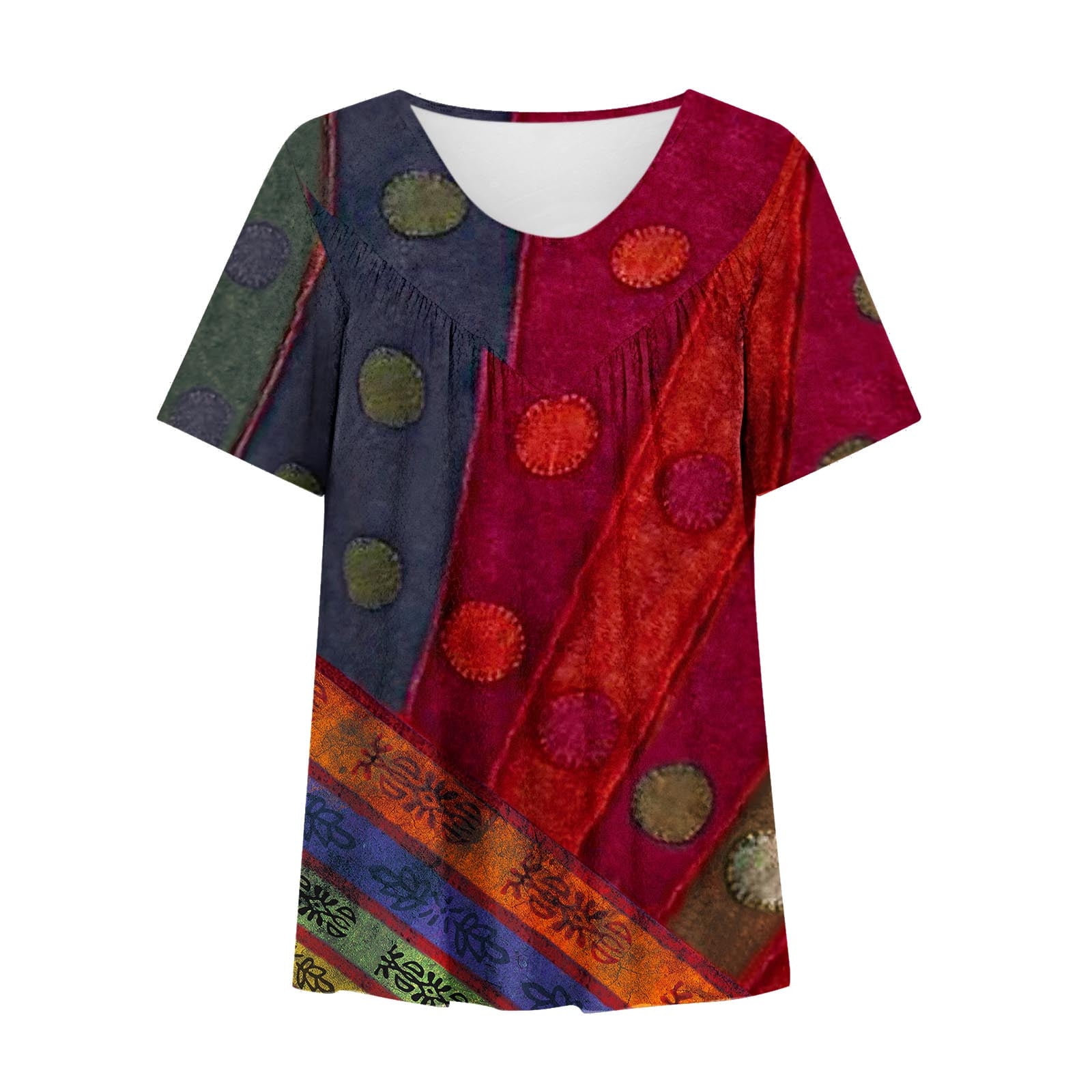 Women Shirts Plus Size Short Sleeve V-Neck Blouse Pullover Tee Tops ...