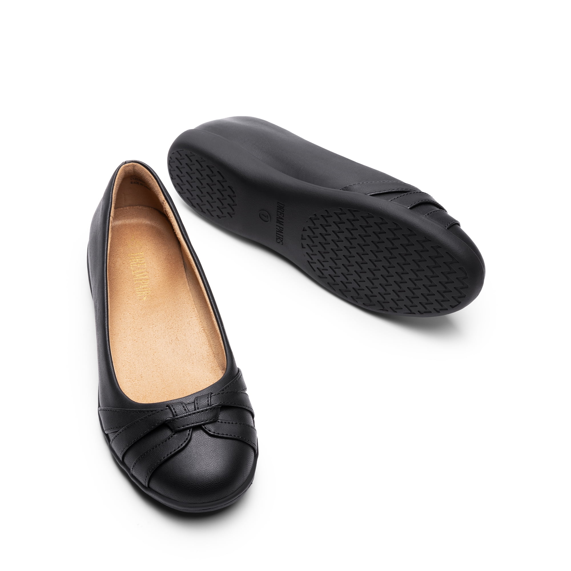 Women Comfortable Ballet Flats Round-toe Dressy Work Flats with Arch ...