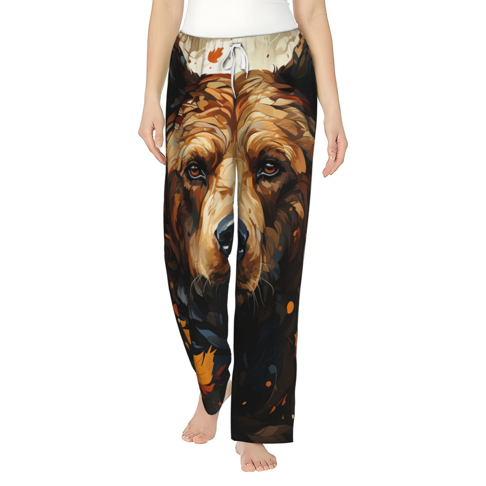 Women Comfy Pajama Pants Lounge Bottoms Long Wide Leg, Bear Grizzly ...