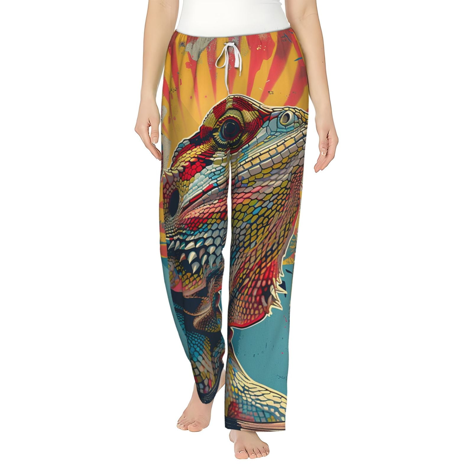 Women Comfy Pajama Pants Lounge Bottoms Long Wide Leg, Bearded Dragon ...