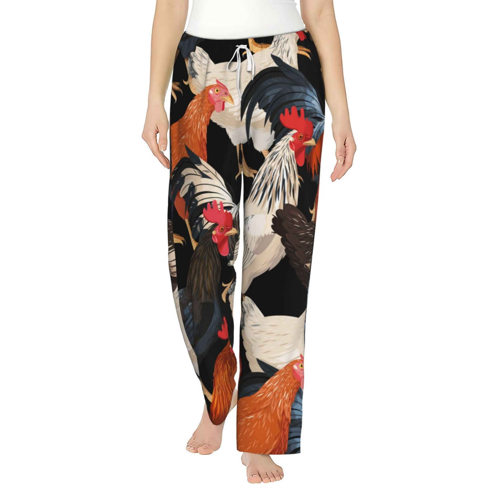 Women Comfy Pajama Pants Lounge Bottoms Long Wide Leg, Colorful Hens ...