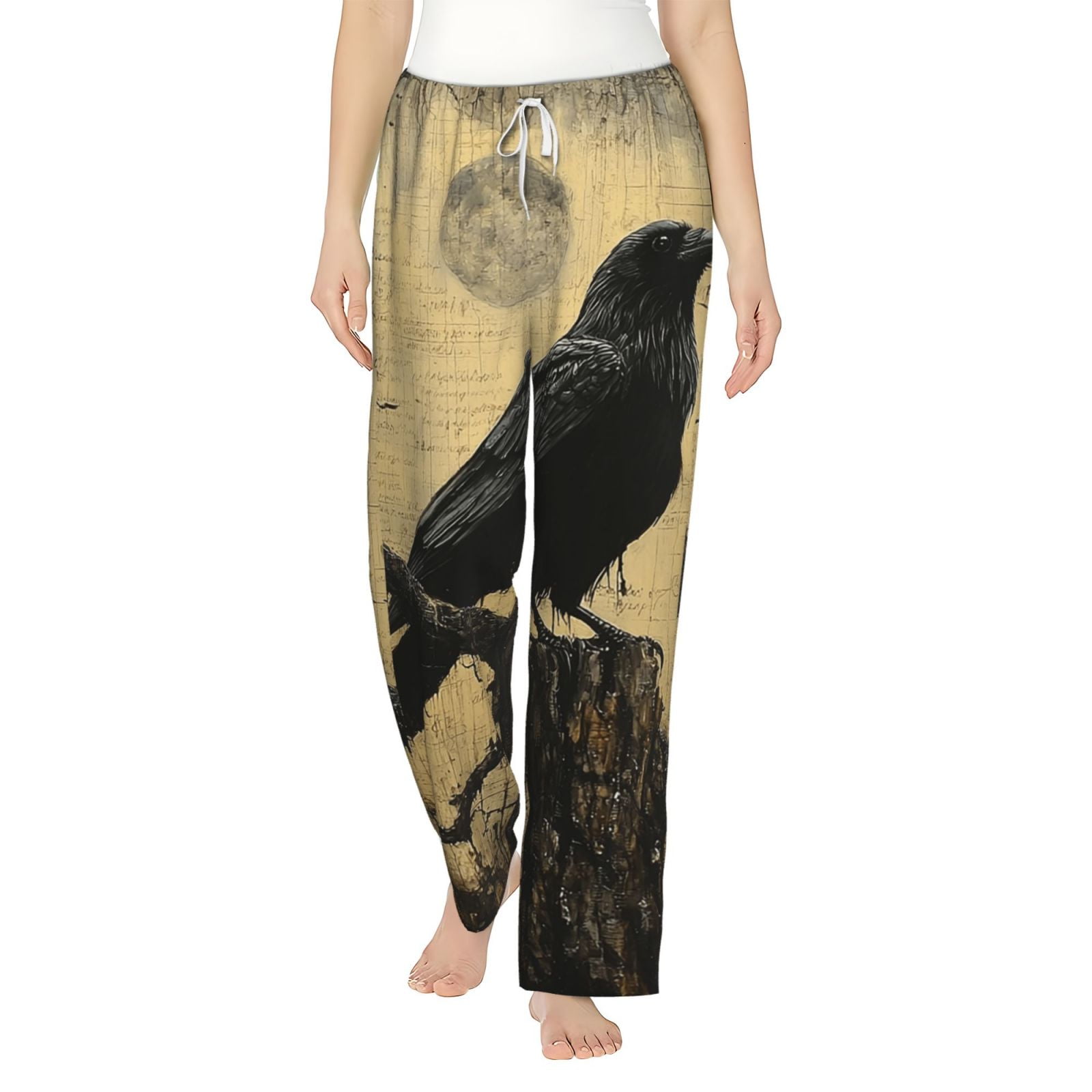 Women Comfy Pajama Pants Lounge Bottoms Long Wide Leg, Crow Raven ...