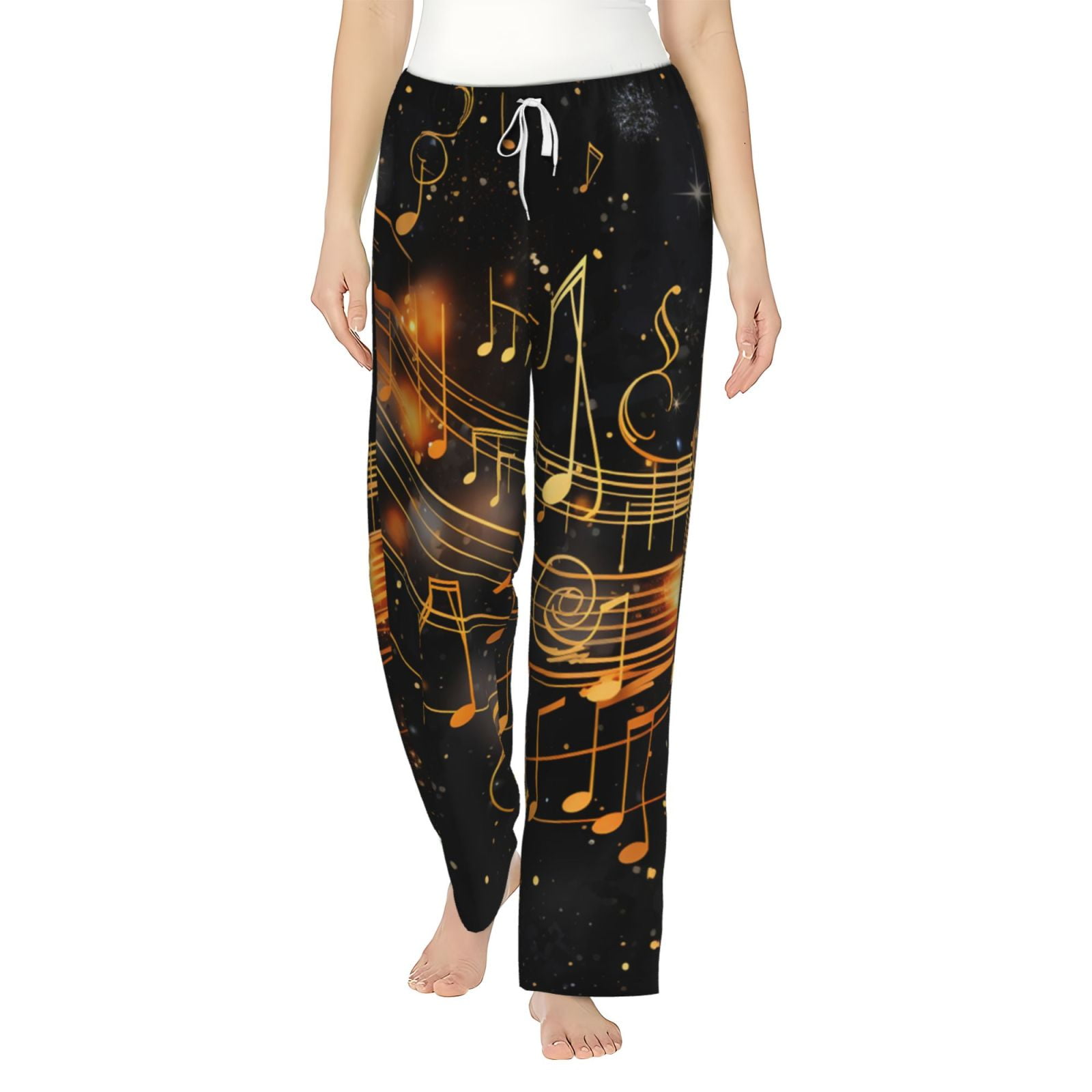 Women Comfy Pajama Pants Lounge Bottoms Long Wide Leg, Golden Musical ...