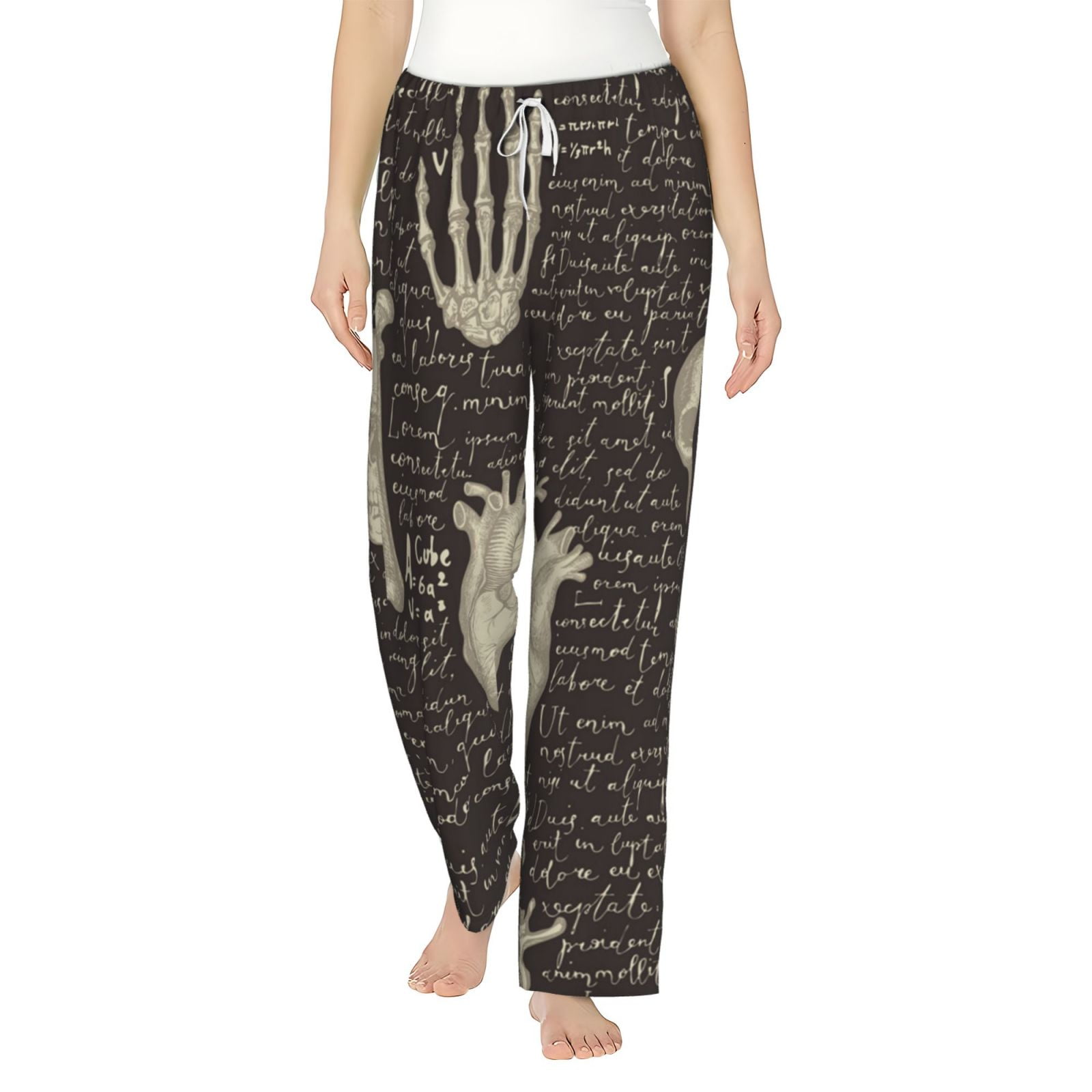 Women Comfy Pajama Pants Lounge Bottoms Long Wide Leg, Retro Pattern ...
