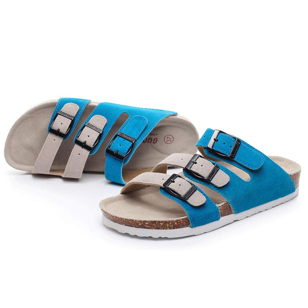 Women Contrast Strap Cork Slippers Slides Ladies Fashion Vacation Sandy ...